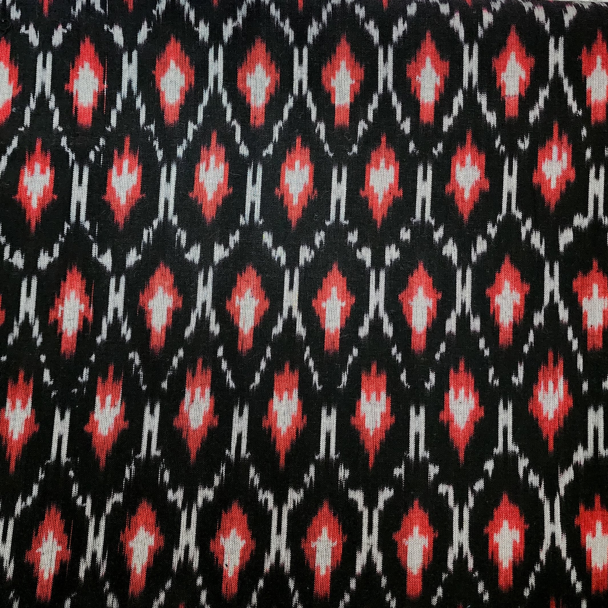 Pure Cotton Special Ikkat Maroon With Red And Cream Diamond Motif Hand ...