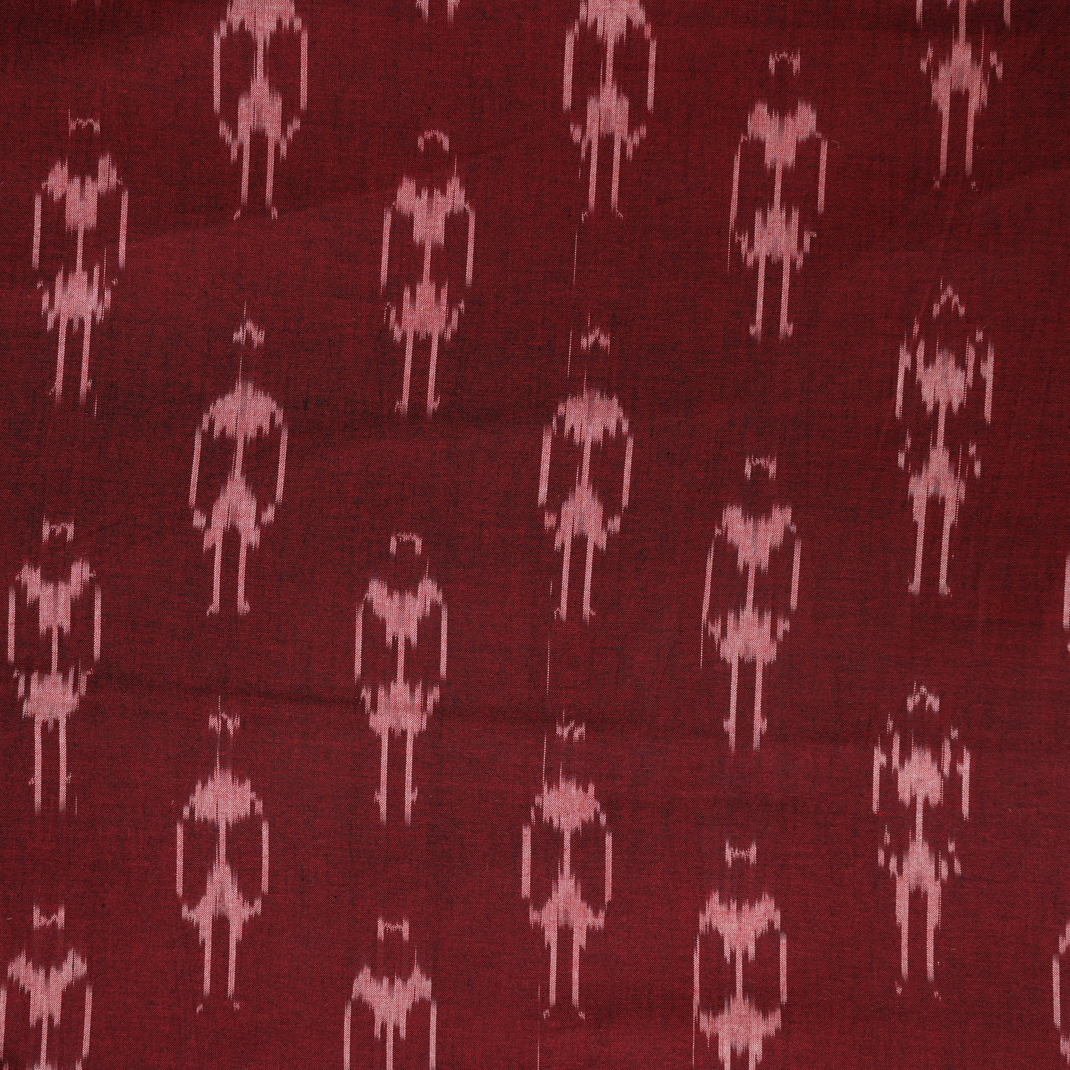 Pure Cotton Ikkat Maroon With Human Body Weaves Woven Fabric – Sanskruti