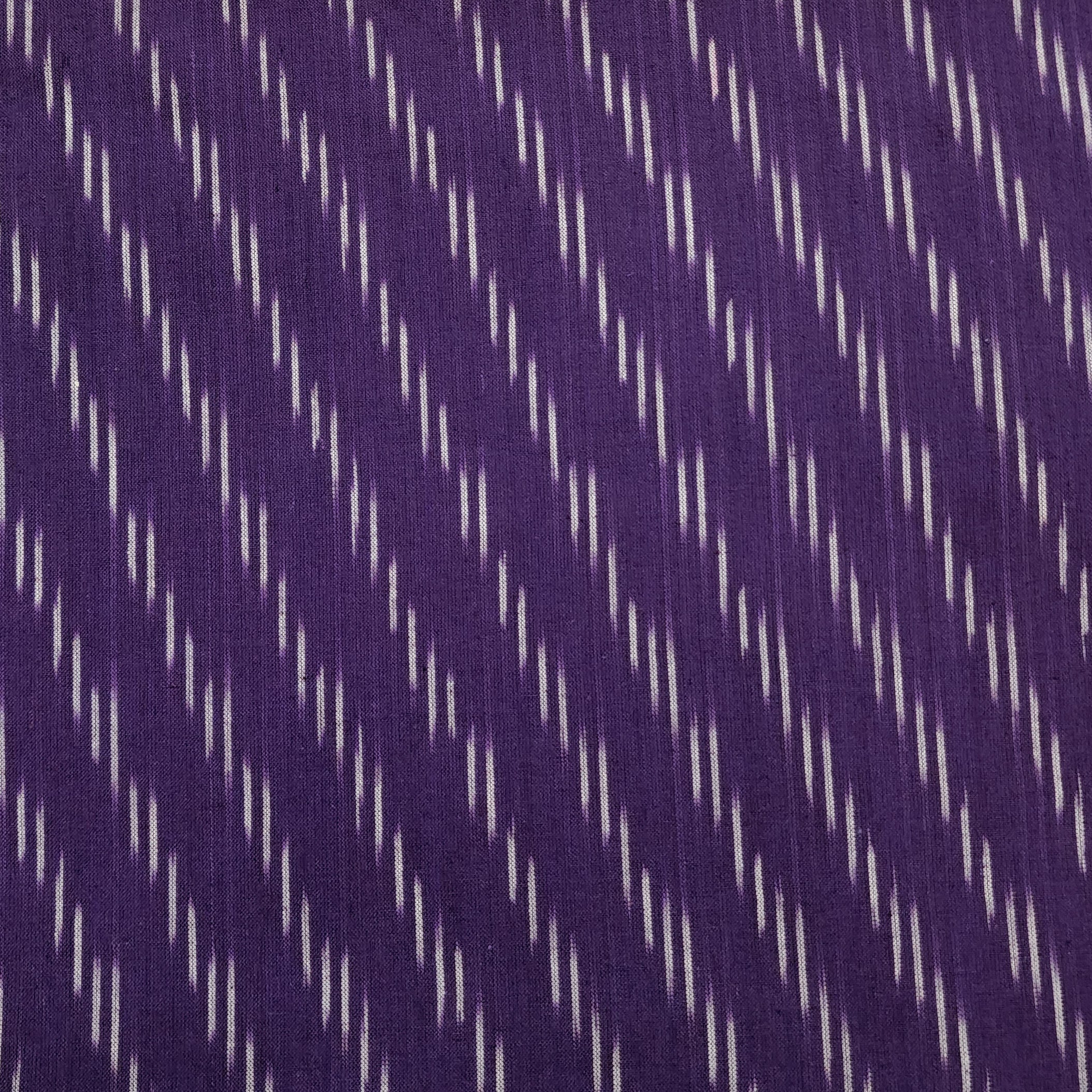 Pure Cotton Ikkat Purple With White Horizontal Dash Line Hand Woven Fa ...