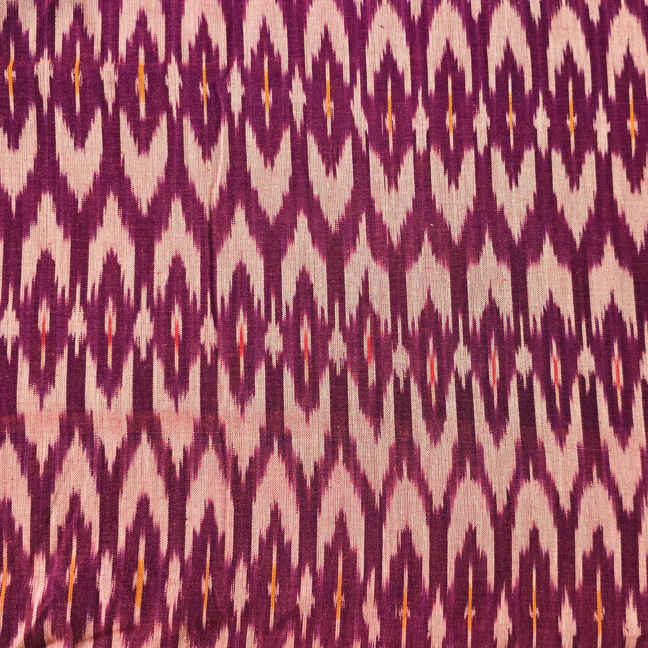 Pure Cotton Special Ikkat Reddish Purple With Unique Weaves Woven Fabr ...