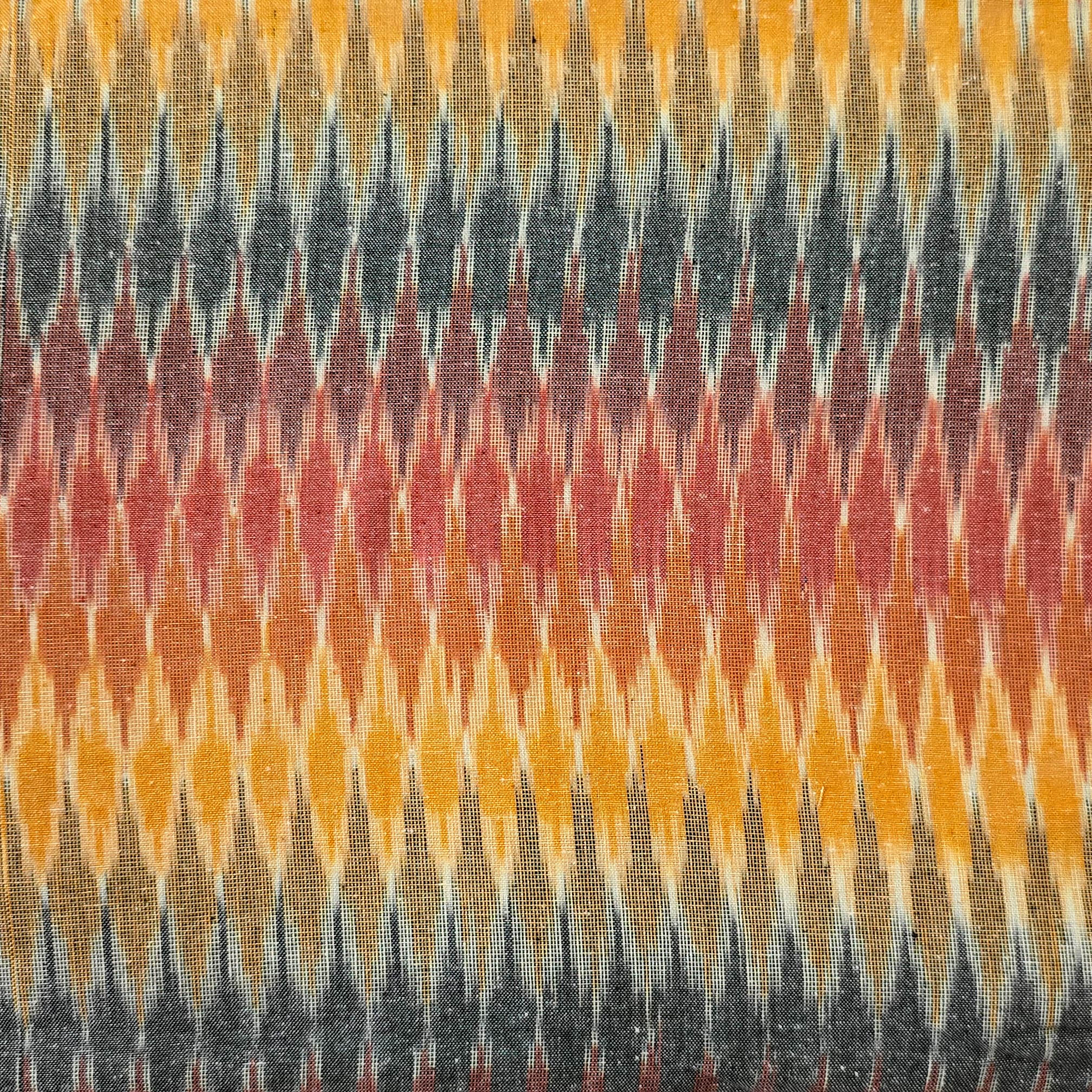 Pure Cotton Ikkat With Shades Of Peach And Mustard Grey Horizontal Wea ...