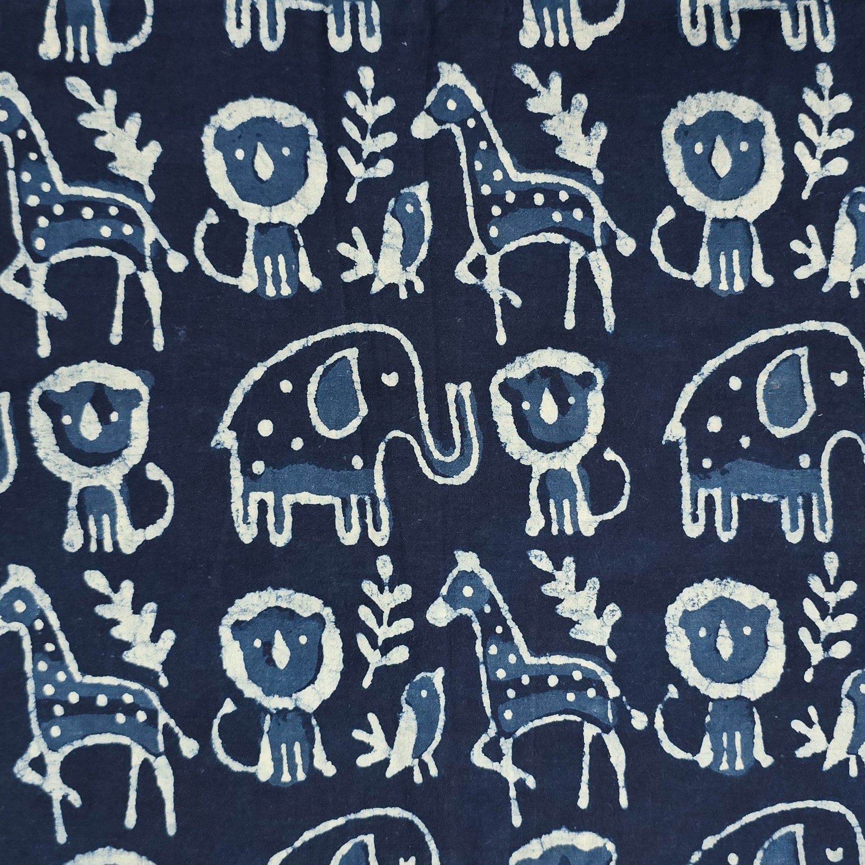 Pure Cotton Indigo Animals Hand Block Print Fabric – Sanskruti