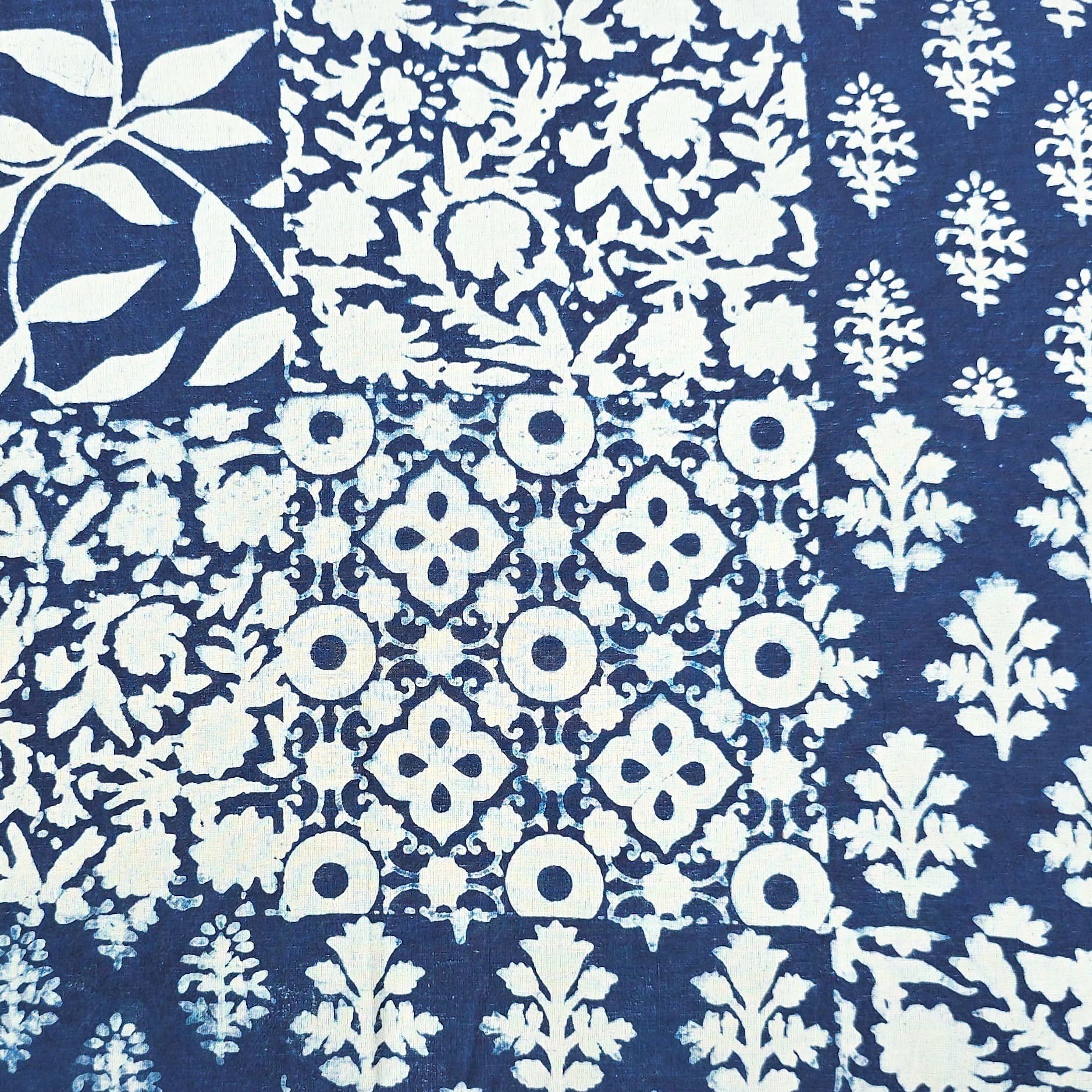 Pure Cotton Indigo Big Multi Block Design Hand Block Print Fabric ...
