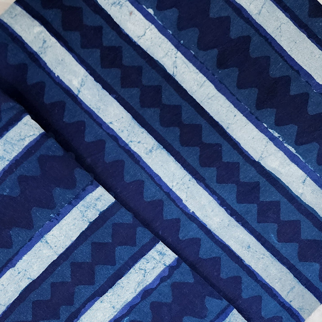Pure Cotton Indigo Border Hand Block Print Fabric – Sanskruti