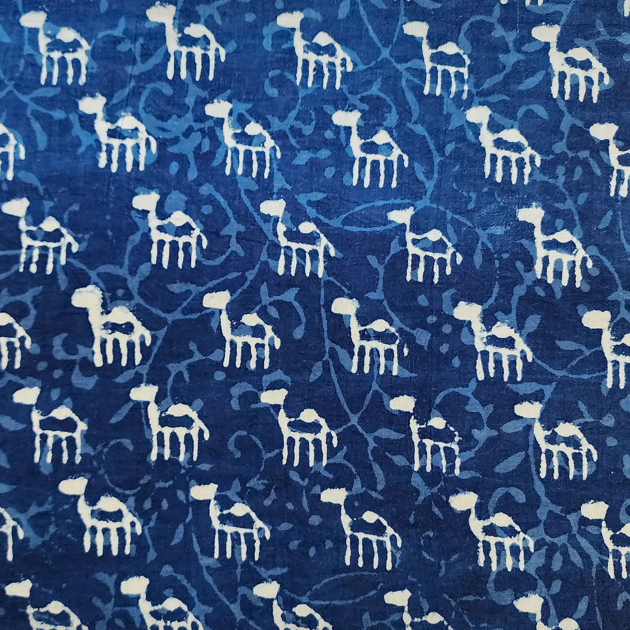 Pure Cotton Indigo Camel Motif Hand Block Print Fabric – Sanskruti