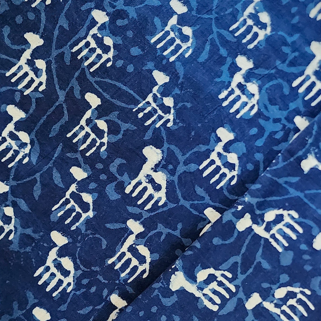 Pure Cotton Indigo Camel Motif Hand Block Print Fabric – Sanskruti