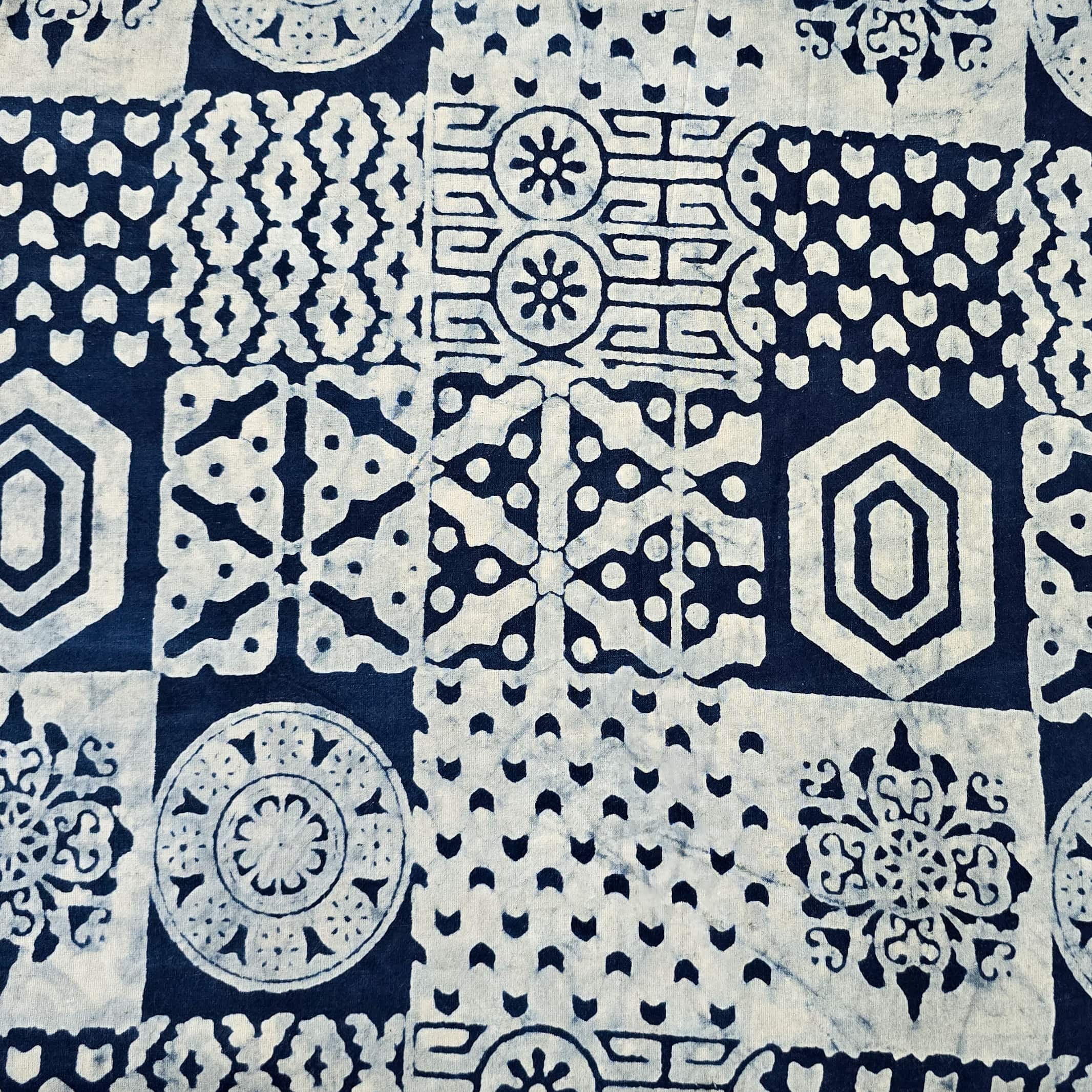 Pure Cotton Indigo Differen Design Small Block Hand Block Print Fabric ...