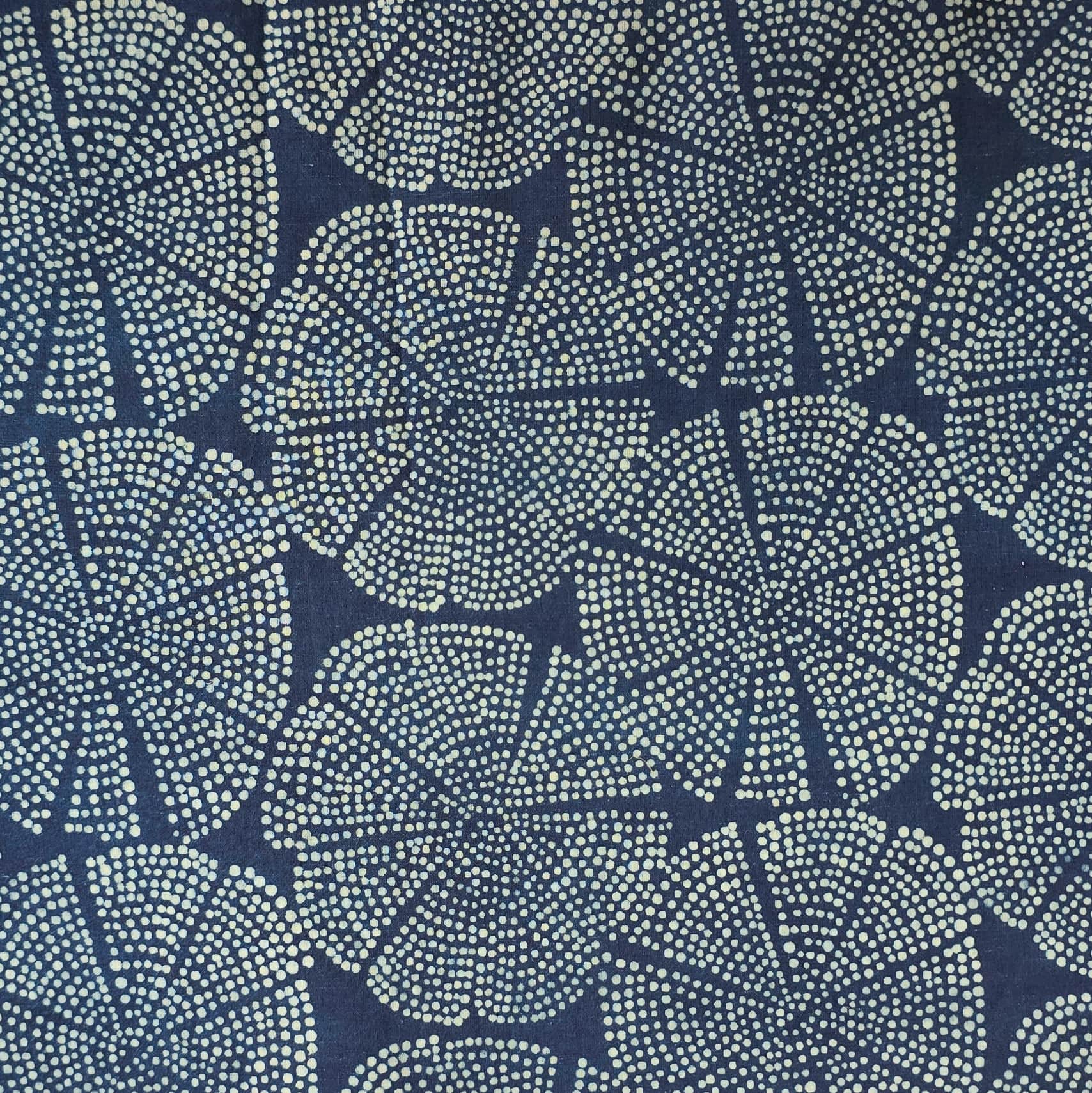 Pure Cotton Indigo Dots Flower Design Hand Block Print Fabric – Sanskruti