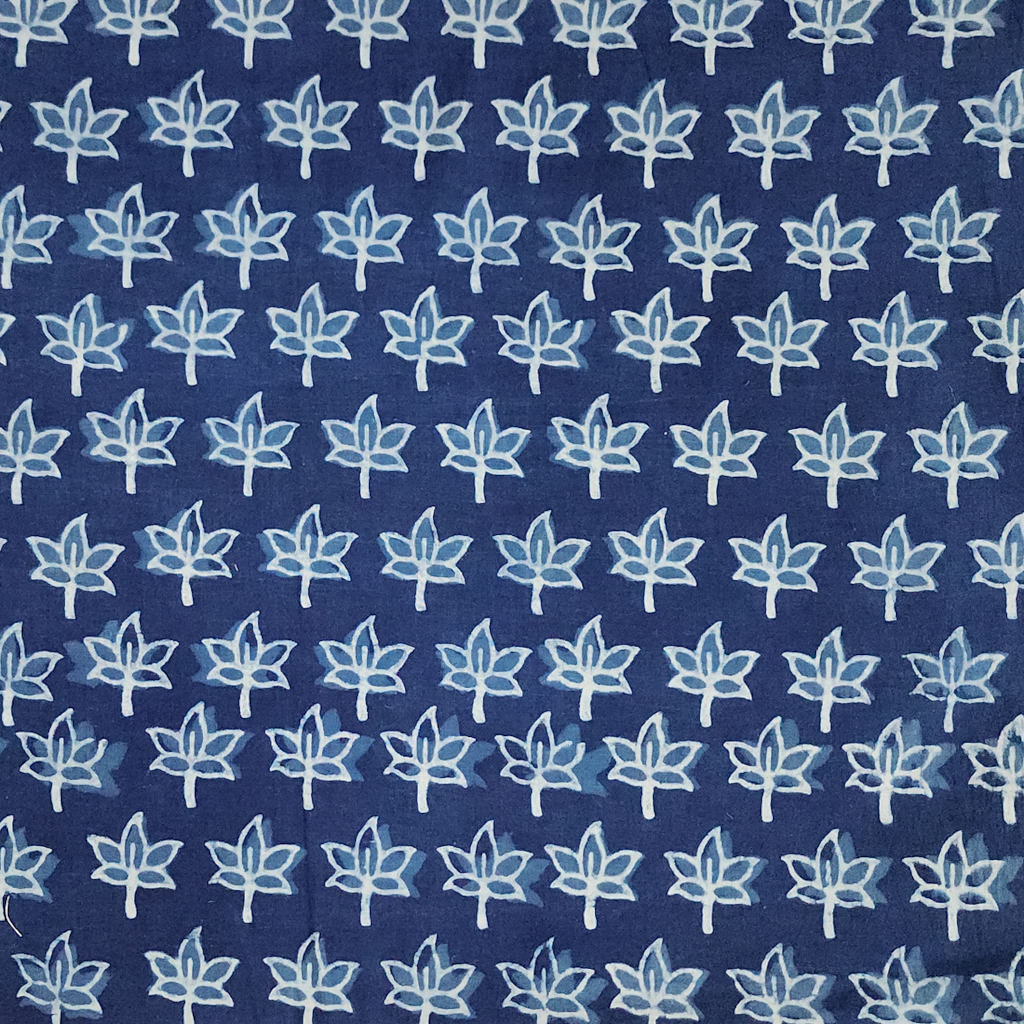 Pure Cotton Indigo Flower Lotus Motif Hand Block Print Fabric – Sanskruti