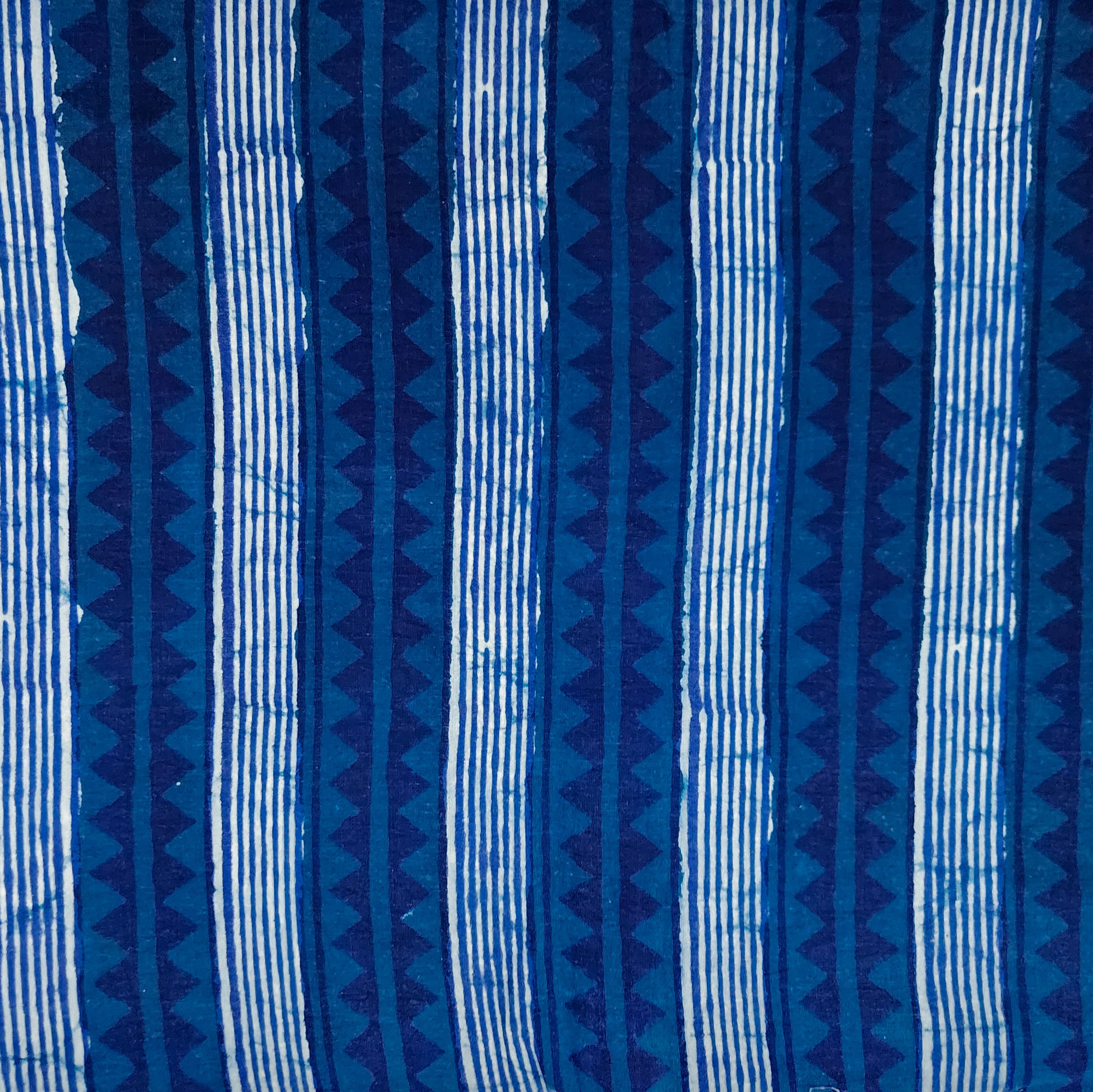 Pure Cotton Indigo Intricate Border Hand Block Print Fabric – Sanskruti