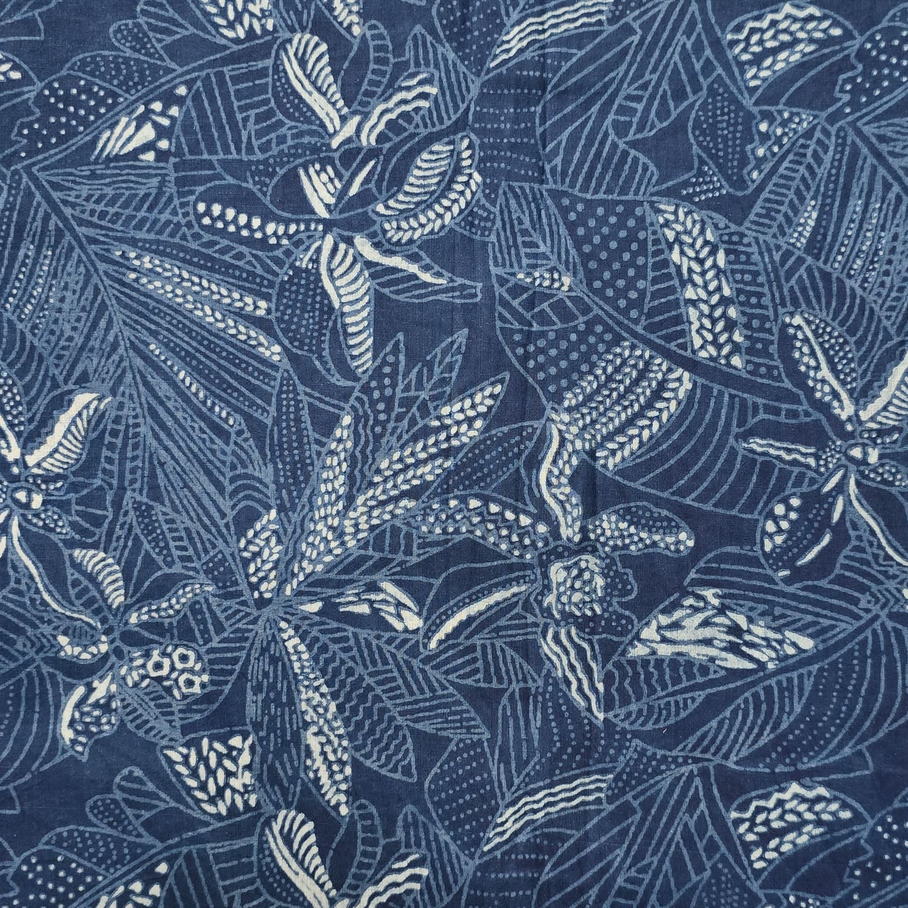 Pure Cotton Indigo Leaves Of Jungle Hand Block Print Fabric – Sanskruti