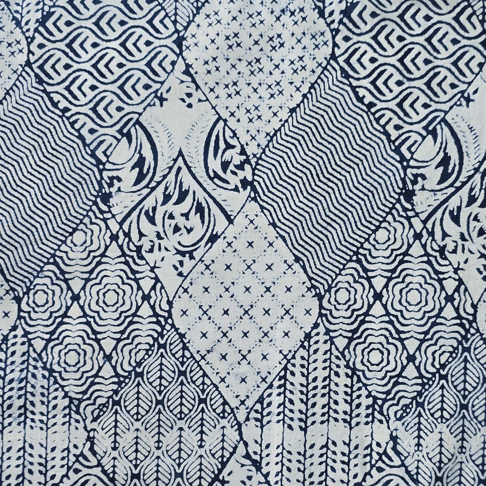 Pure Cotton Indigo Multi Patches Design Hand Block Print Fabric – Sanskruti
