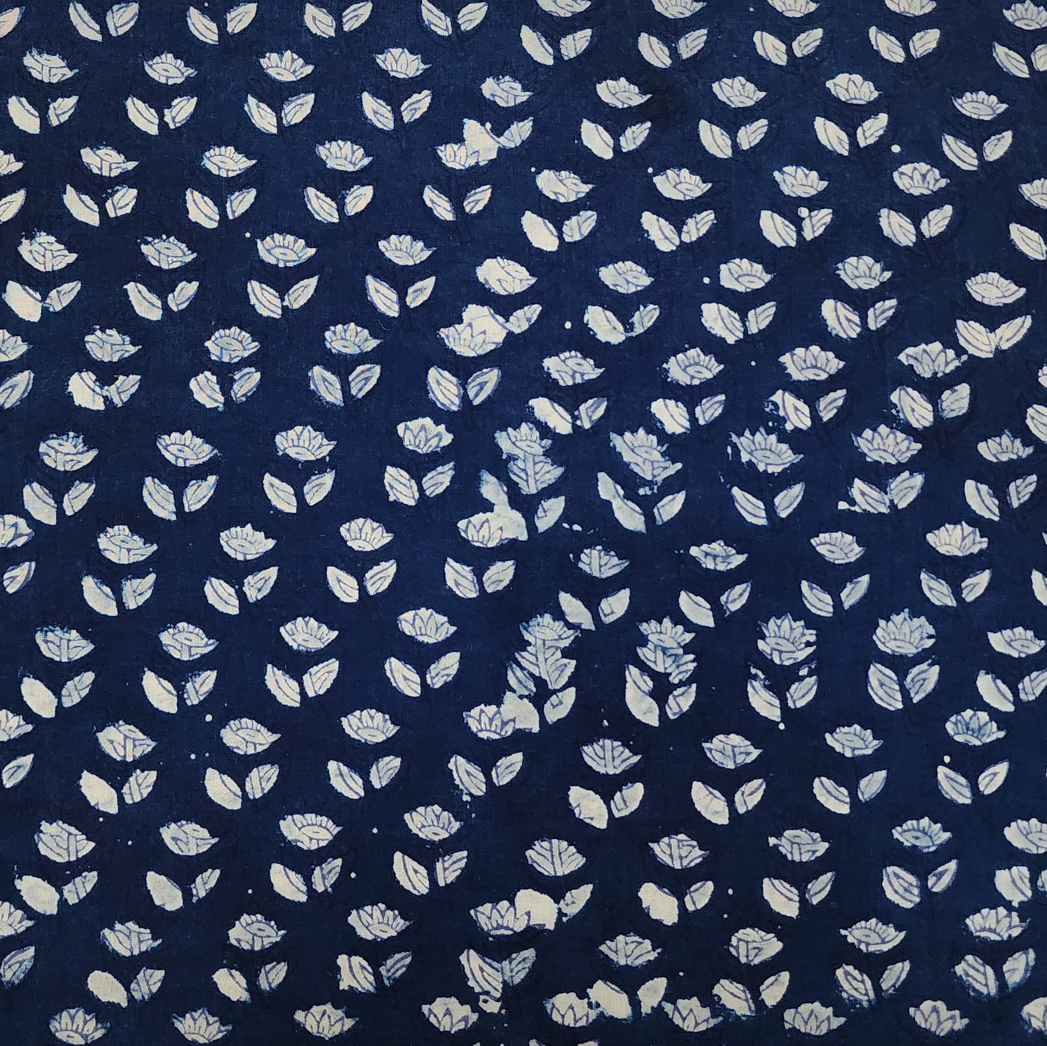 Pure Cotton Indigo Rose Flower Motif Hand Block Print Fabric – Sanskruti
