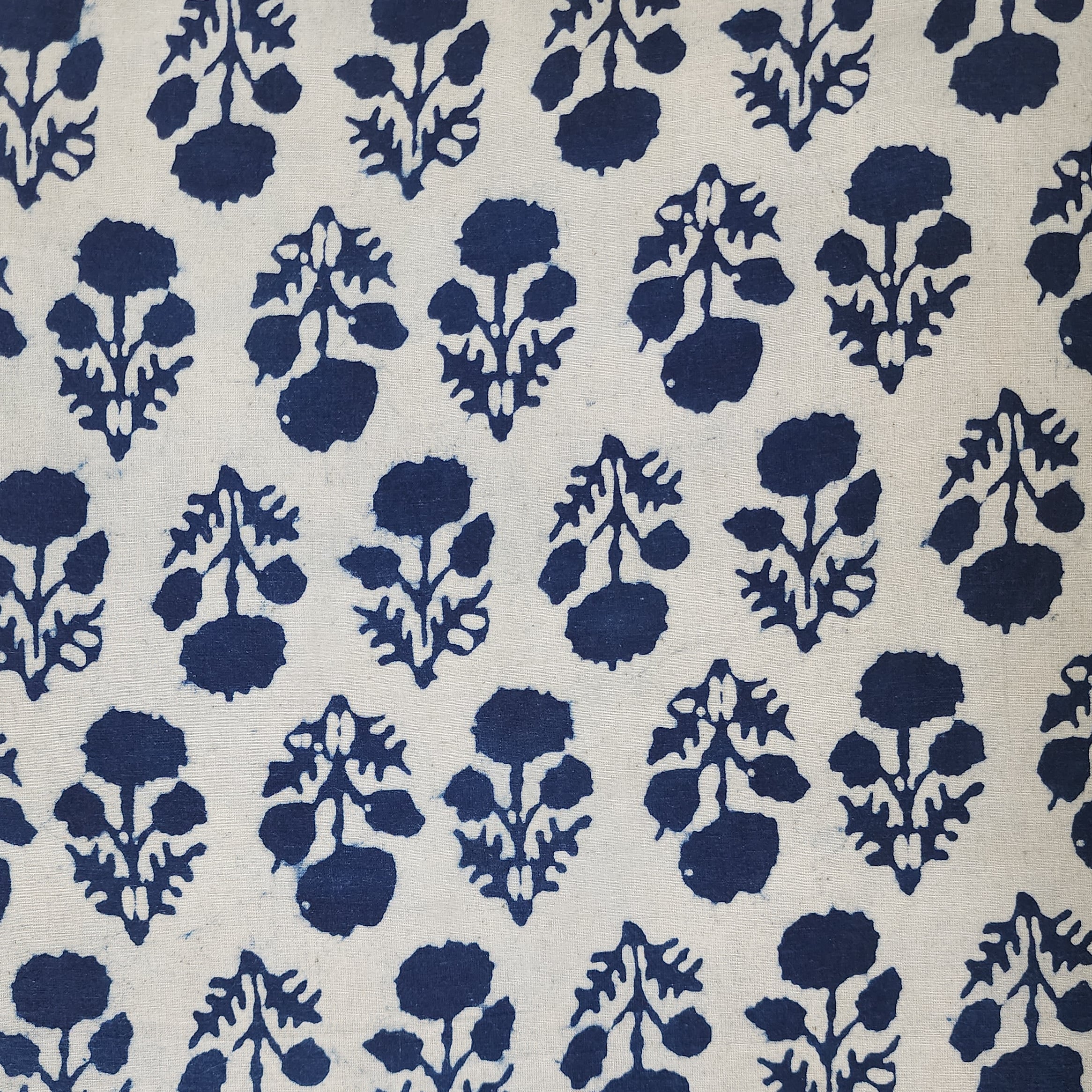 Pure Cotton Indigo Small Flower Motif Hand Block Print Fabric – Sanskruti