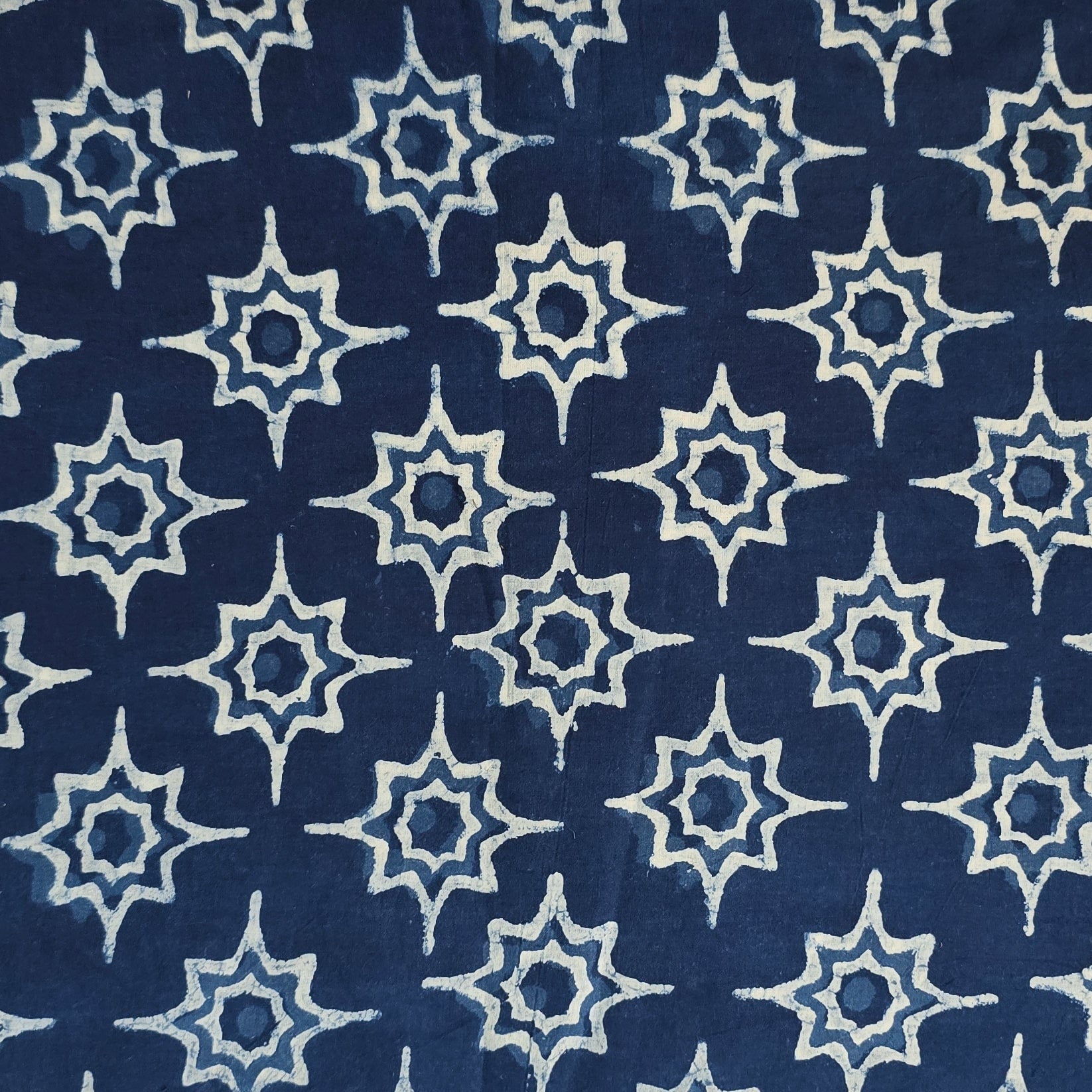 Pure Cotton Indigo Star Hand Block Print Fabric – Sanskruti