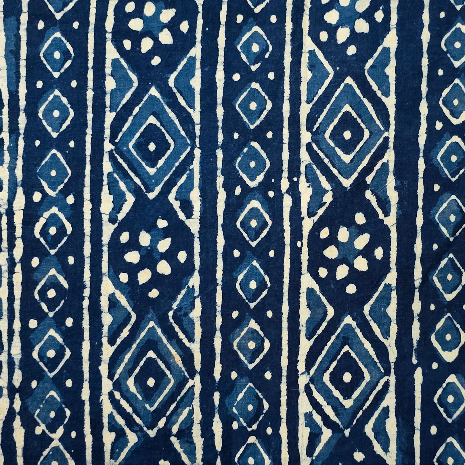 Pure Cotton Indigo Stripes With Intricate Design Hand Block Print Fabr ...