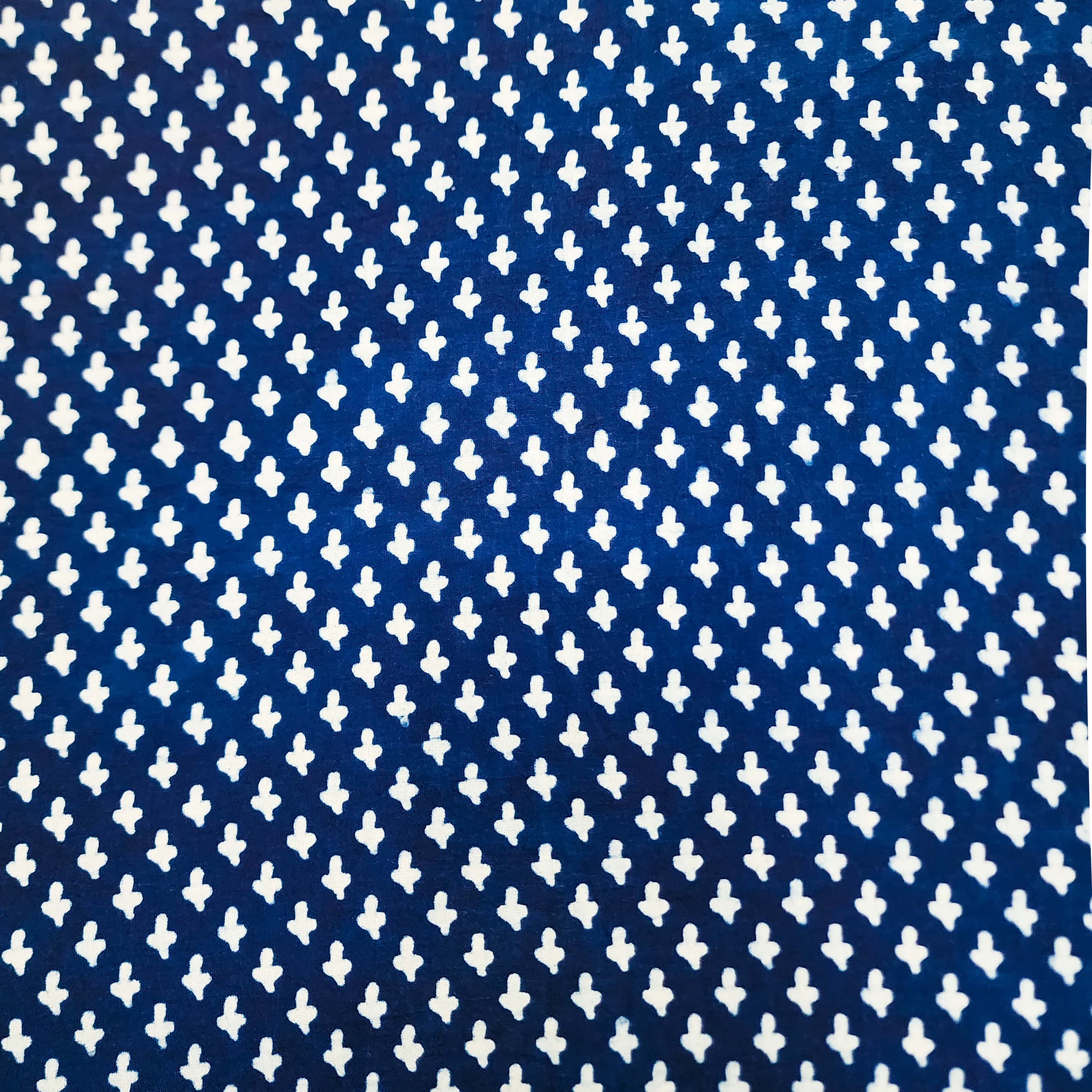 Pure Cotton Indigo Tiny Plus Sign All Our Hand Block Print Fabric ...
