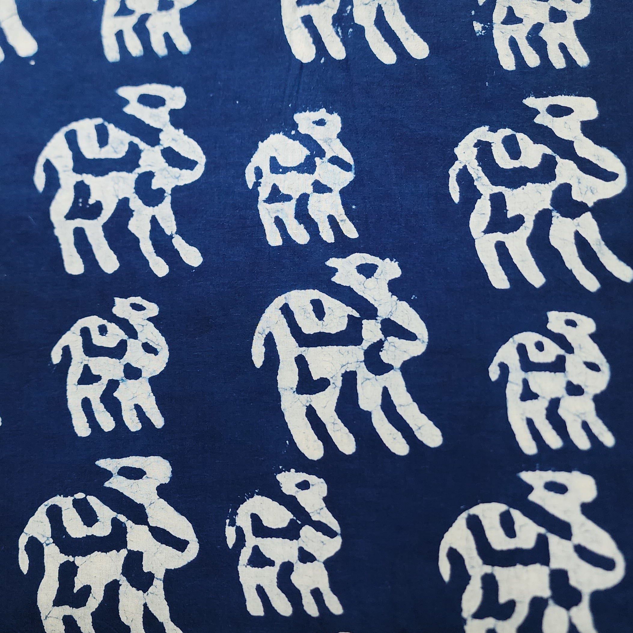 Pre cut (0.95 Meter) Pure Cotton Indigo With Cream Big Camel Hand Bloc ...