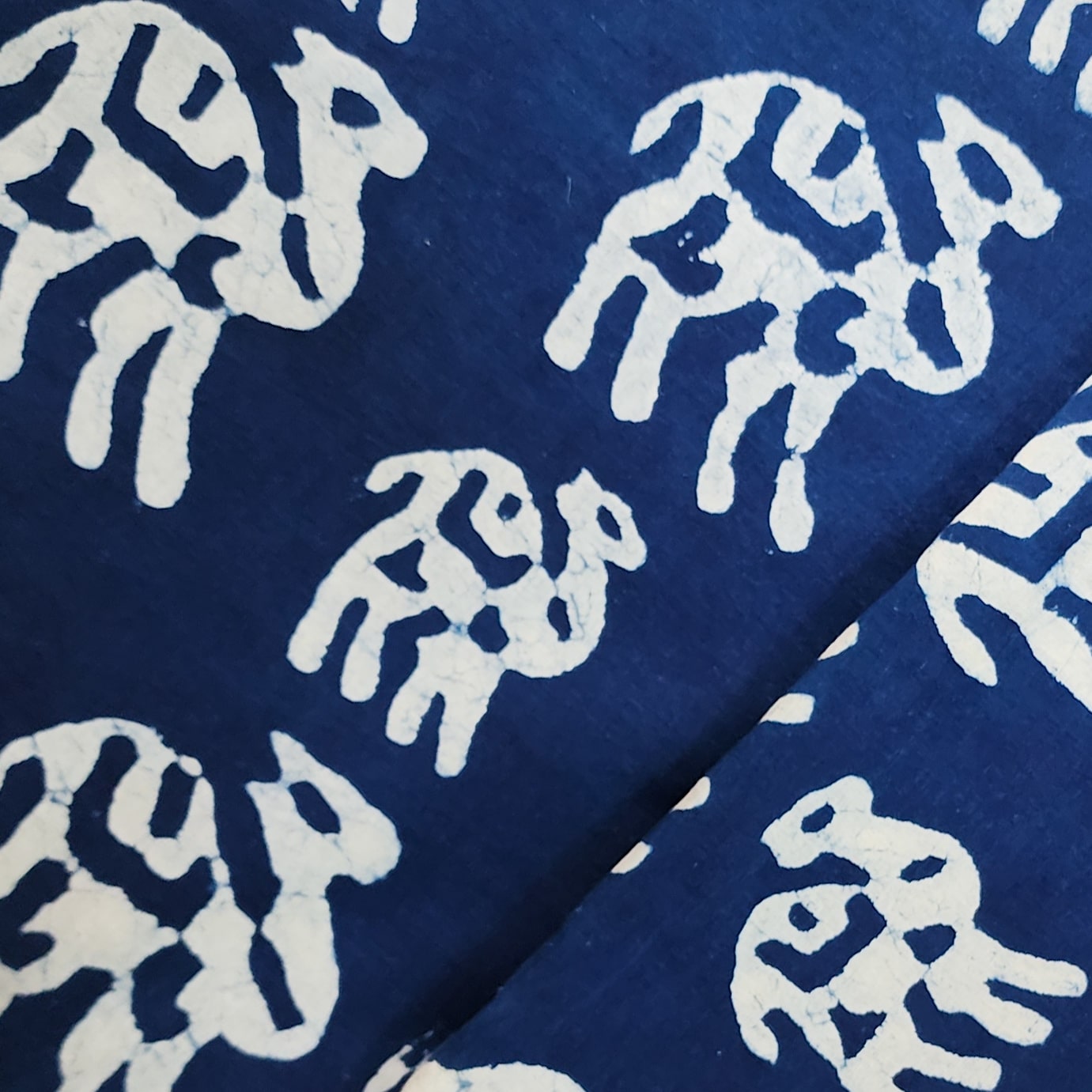 Pre cut (0.95 Meter) Pure Cotton Indigo With Cream Big Camel Hand Bloc ...