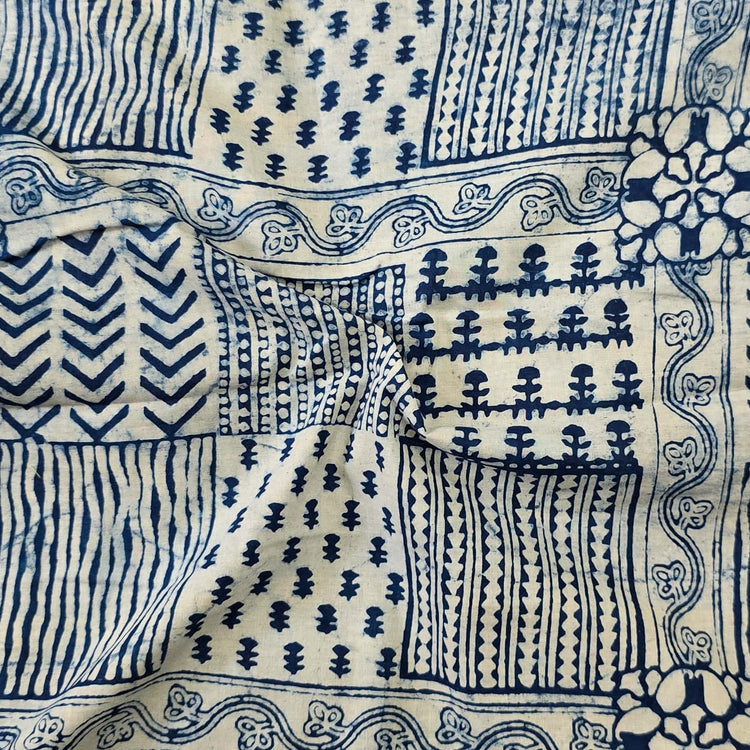 Pure Cotton Indigo With Different Patches Of Small Prints Hand Block P ...