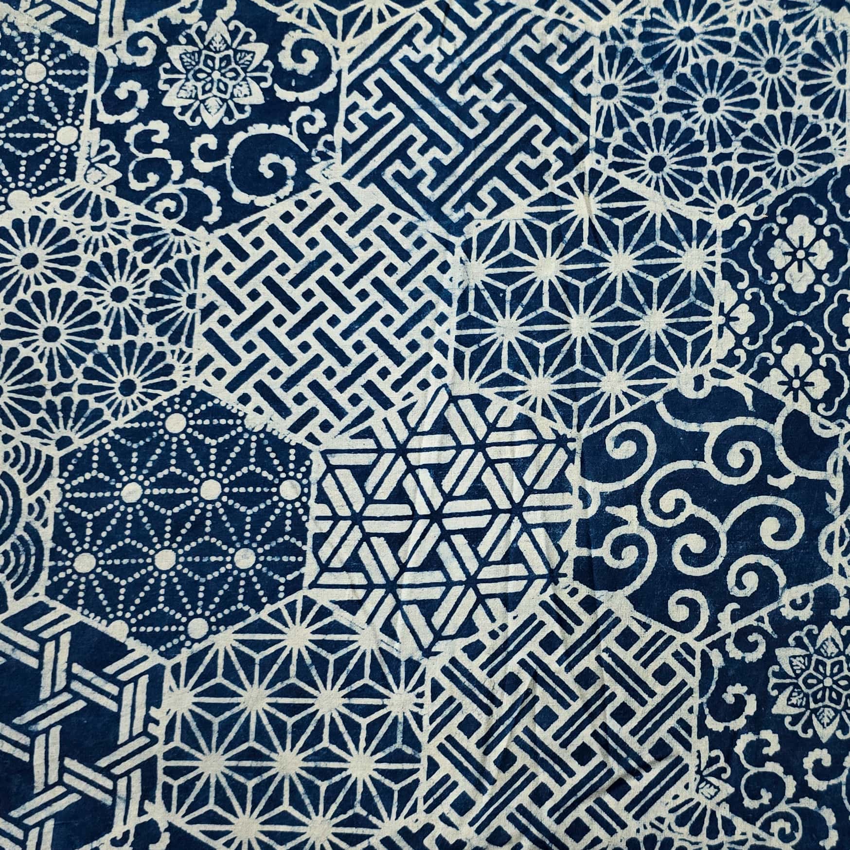 Pure Cotton Indigo With Different Patches Of Geometrical Designs Hand ...