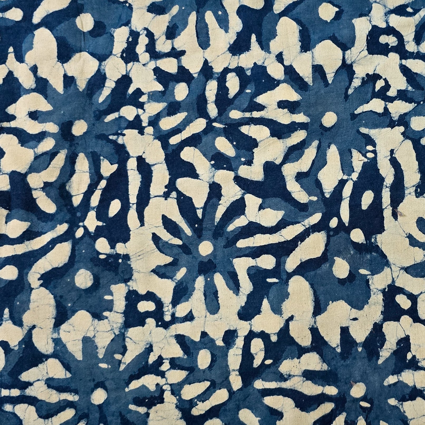 Pure Cotton Indigo With Floral Flower Jaal Hand Block Print Fabric ...
