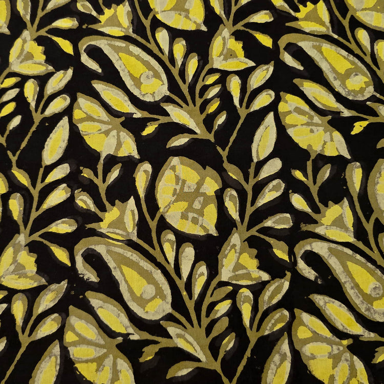 Pure Cotton Jahota Black With Green Wild Jungle Flower Jaal Hand Block ...
