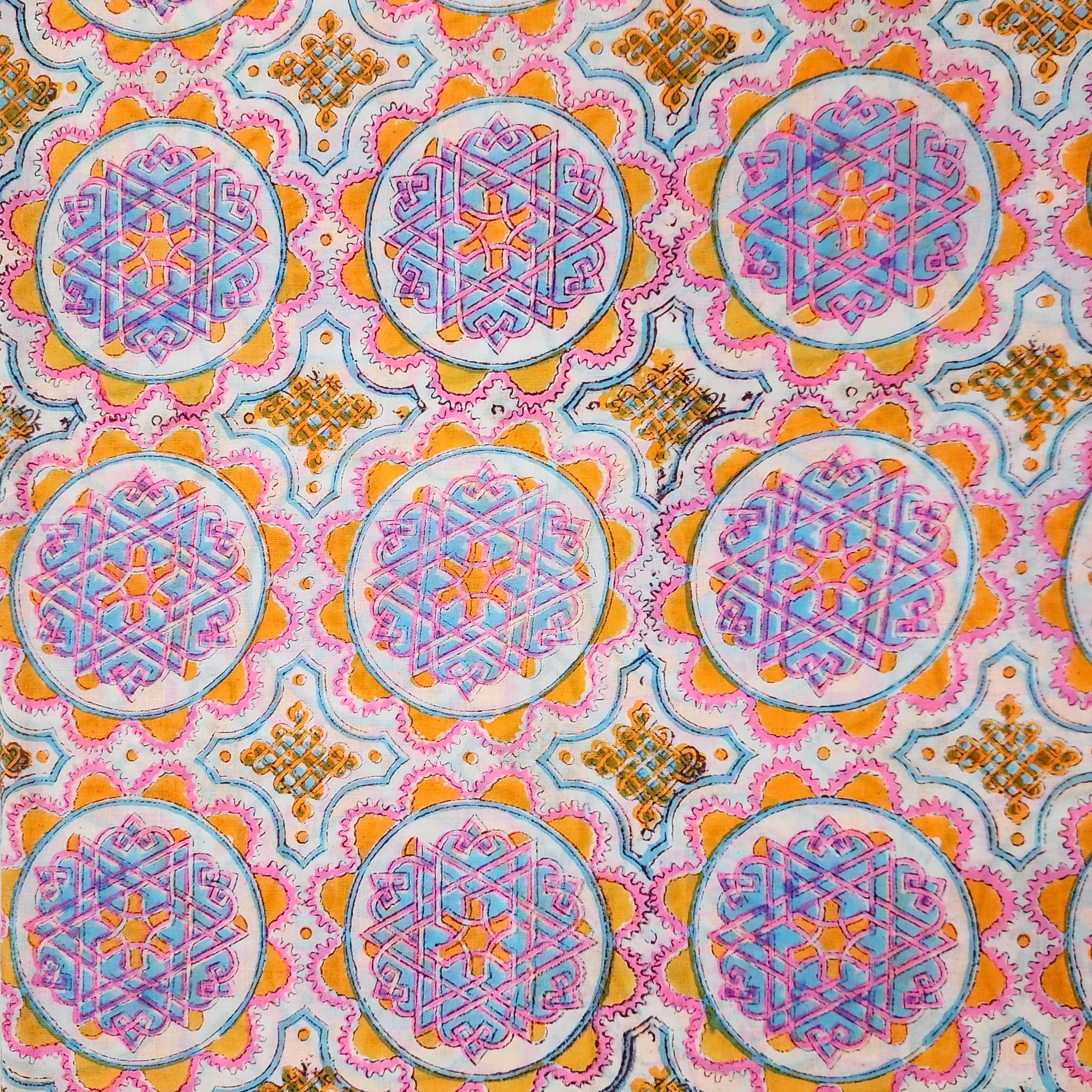 Pure Cotton Jaipuri Big Chakra Flower Hand Block Print Fabric – Sanskruti