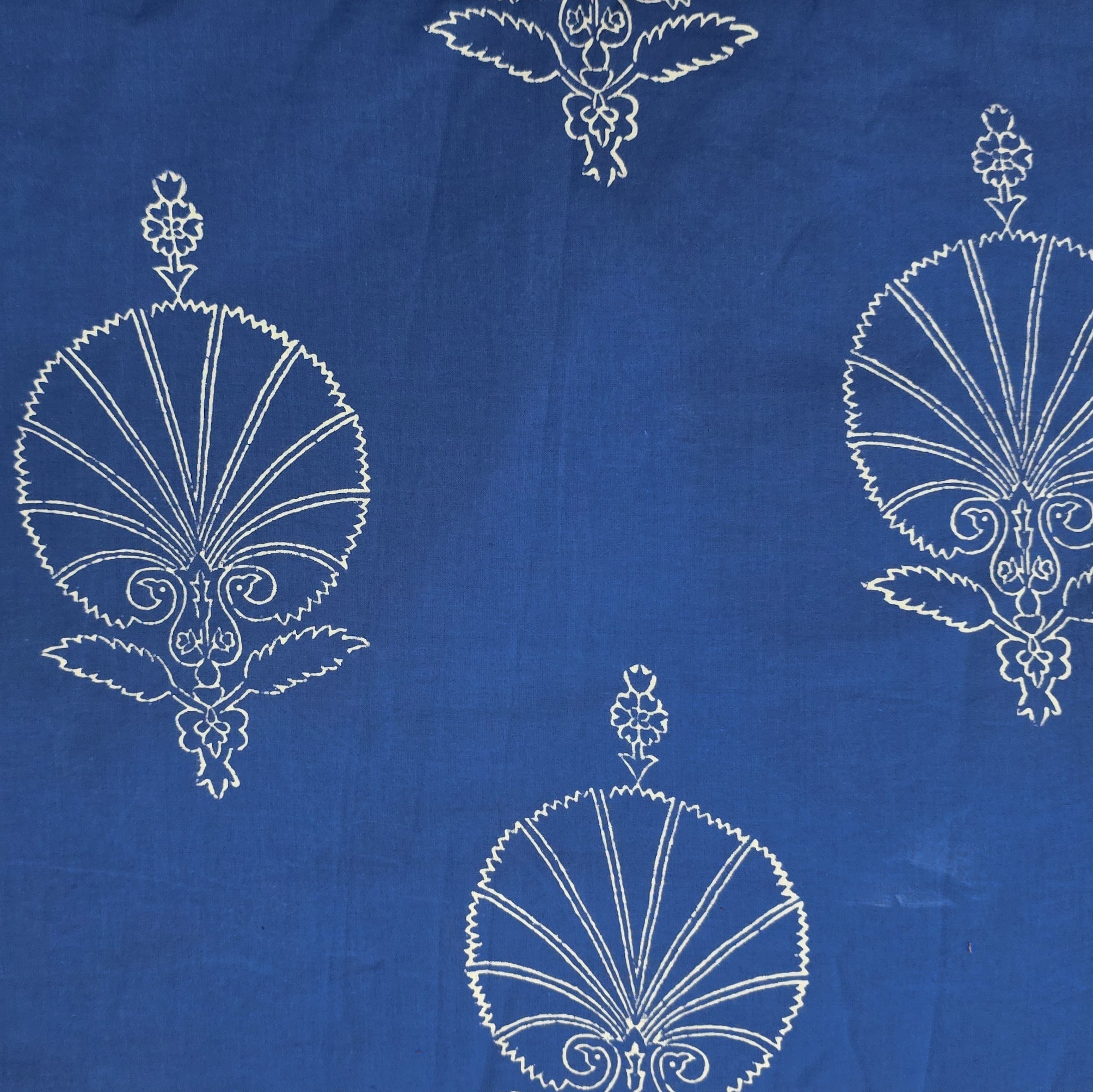 Pure Cotton Discharge Blue With White Big Candy Design Hand Block Prin ...