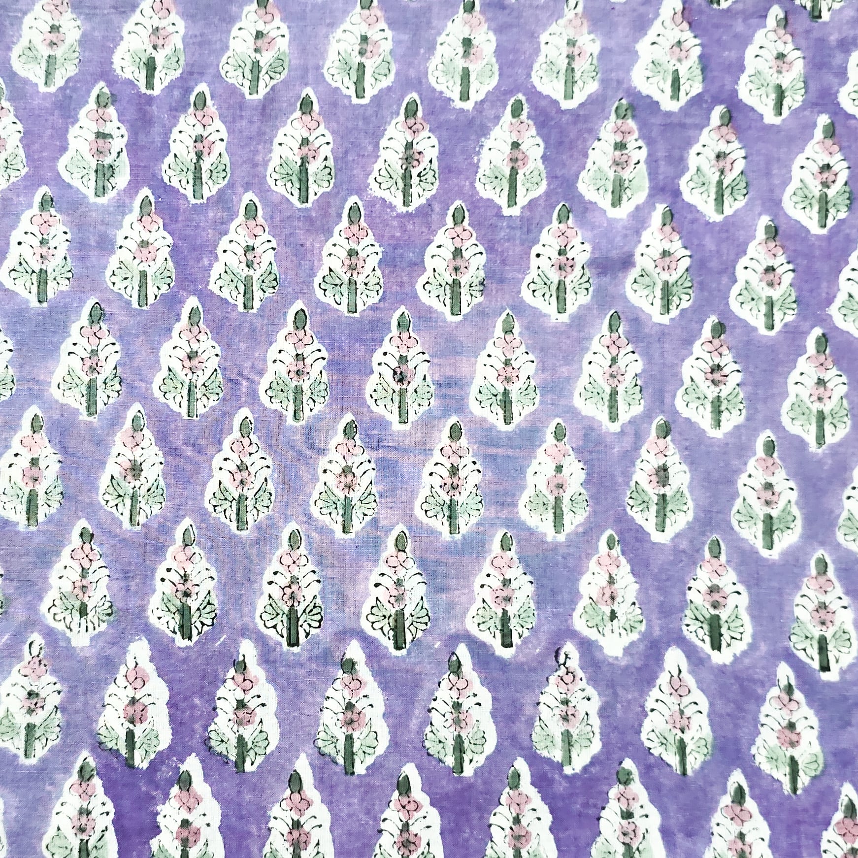 Pure Cotton Jaipuri Blue With White Flower Motif Hand Block Print Fabr ...