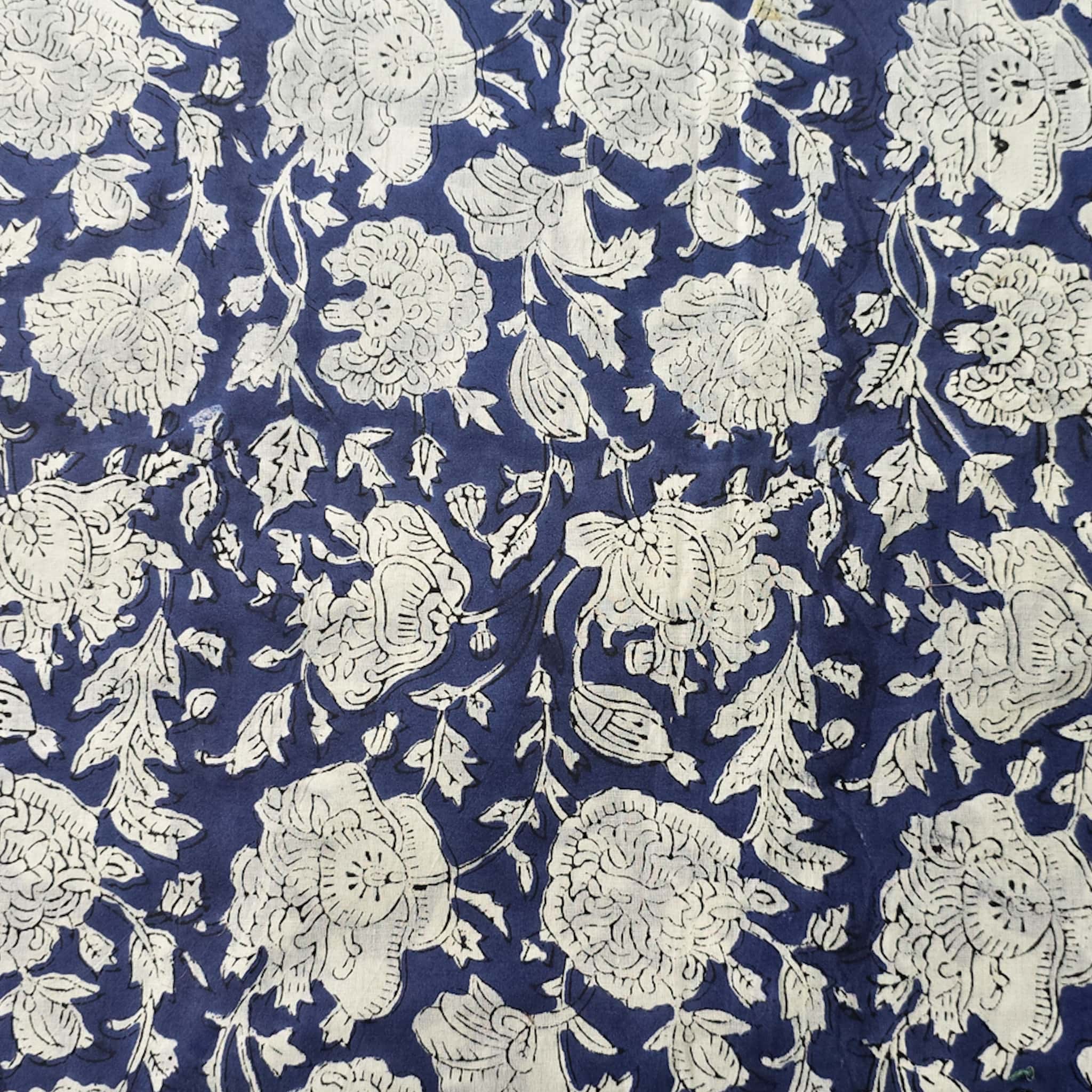 Pure Cotton Jaipuri Dark Blue With Jungle Flower Jaal Hand Block Print ...