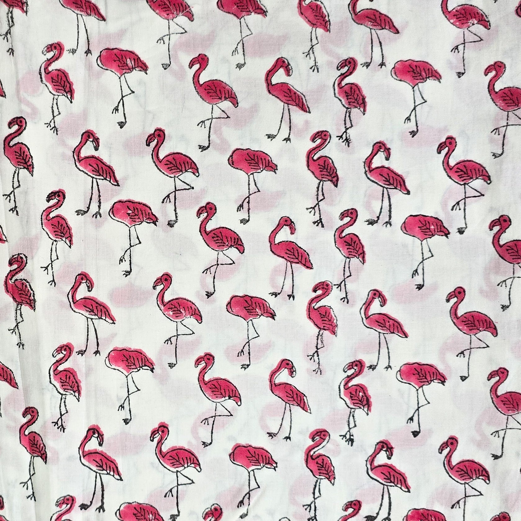 Pure Cotton Jaipuri Flamingo Hand Block Print Fabric – Sanskruti