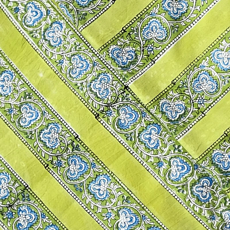 (PRE-CUT 1.64 METER) Pure Cotton Jaipuri Green Border Hand Block Print – Sanskruti