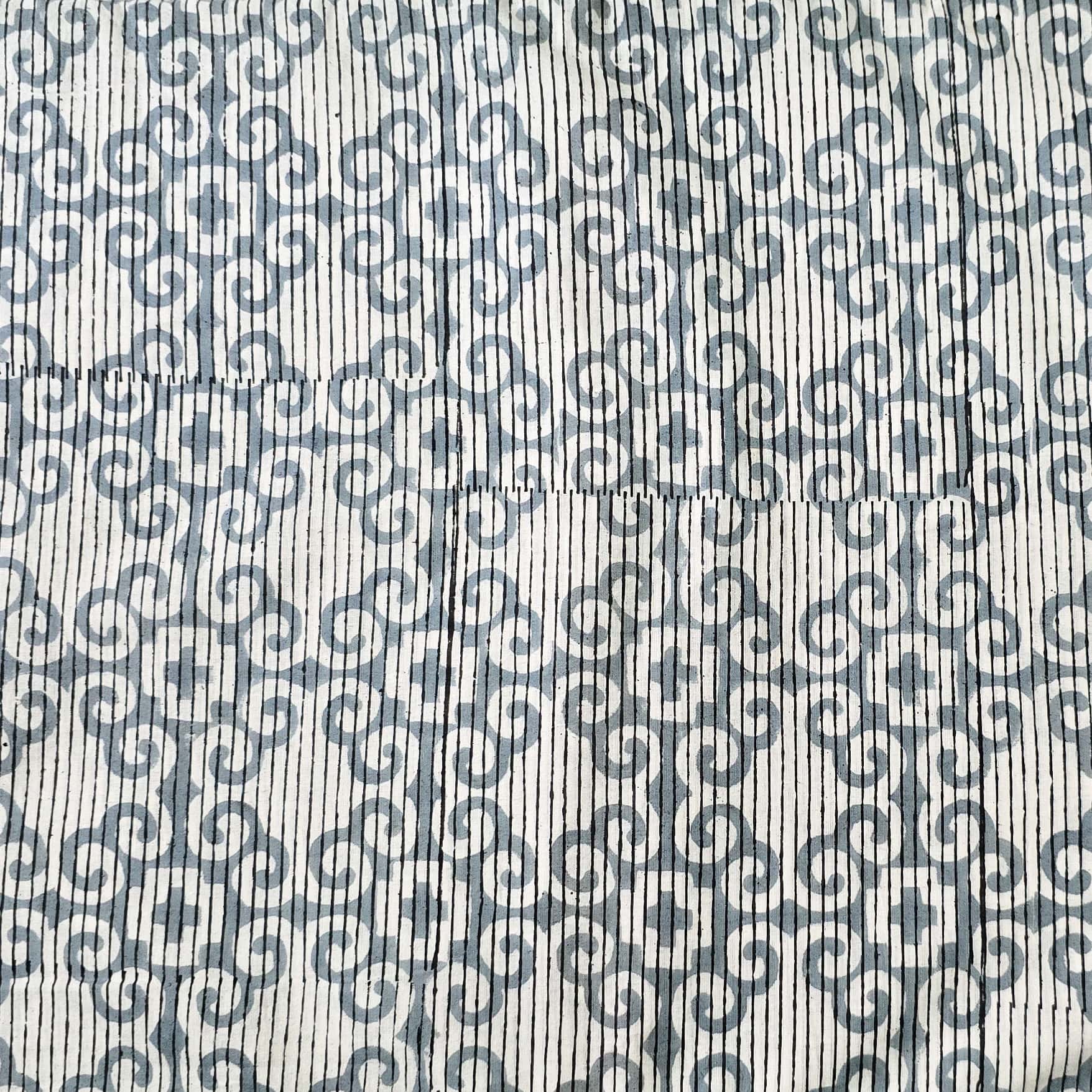 Pure Cotton Jaipuri Grey Intricate Design Jaal With Black Lines Hand B ...