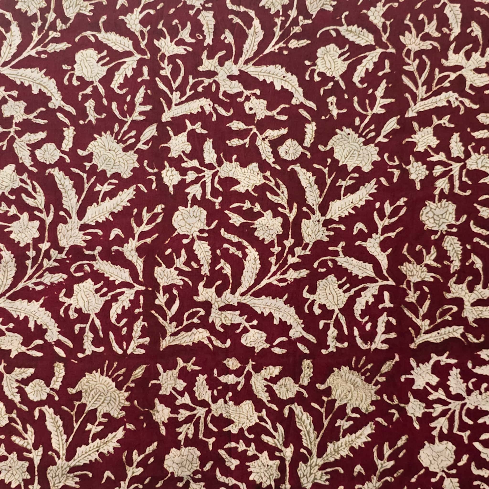 Pure Cotton Jaipuri Maroon With White Small Flower Jaal Hand Block Pri ...