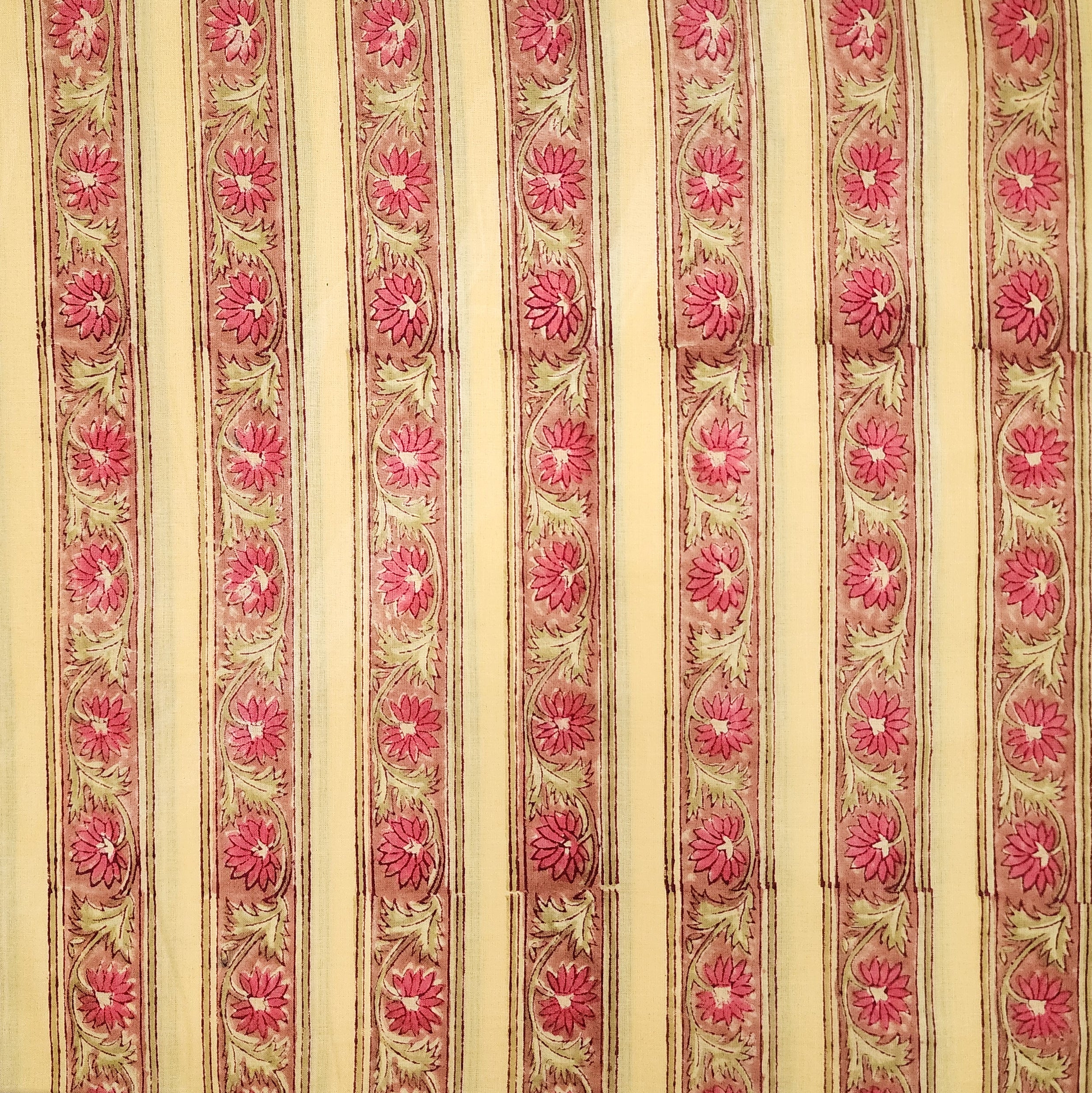 Pre cut (1.0 Meter) Pure Cotton Jaipuri Mustard With Light Orange Bord ...