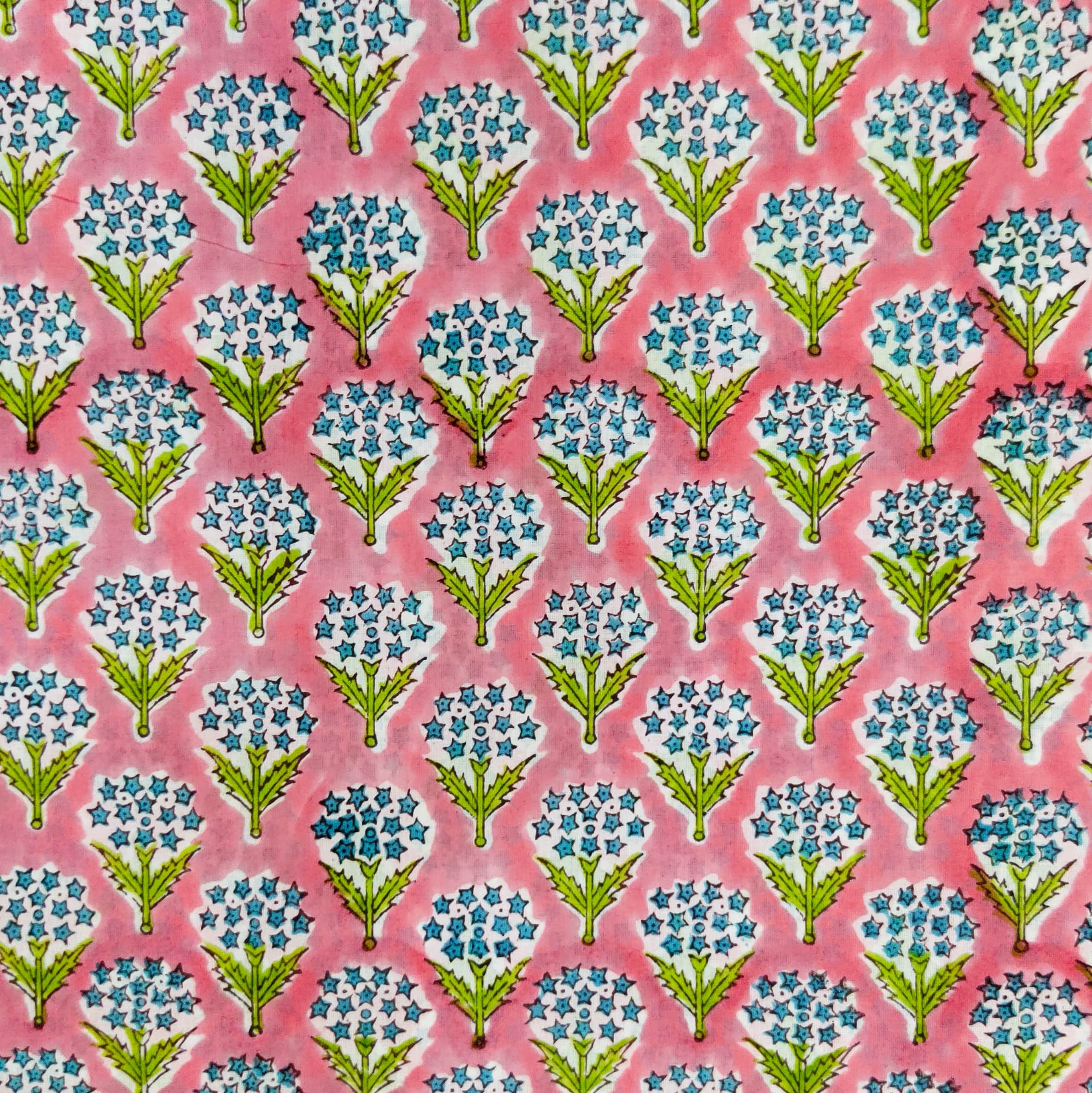 Pure Cotton Jaipuri Grey With White Flower Jaal Hand Block Print Fabri ...