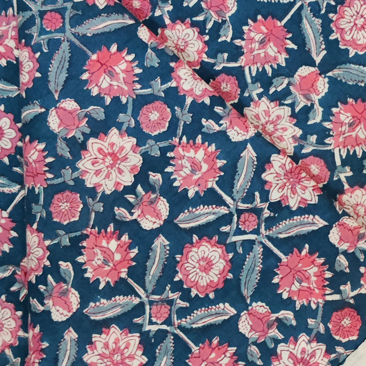 Pre-cut 1.70 meter Pure Cotton Jaipuri Pink With Peach And Cream All O ...