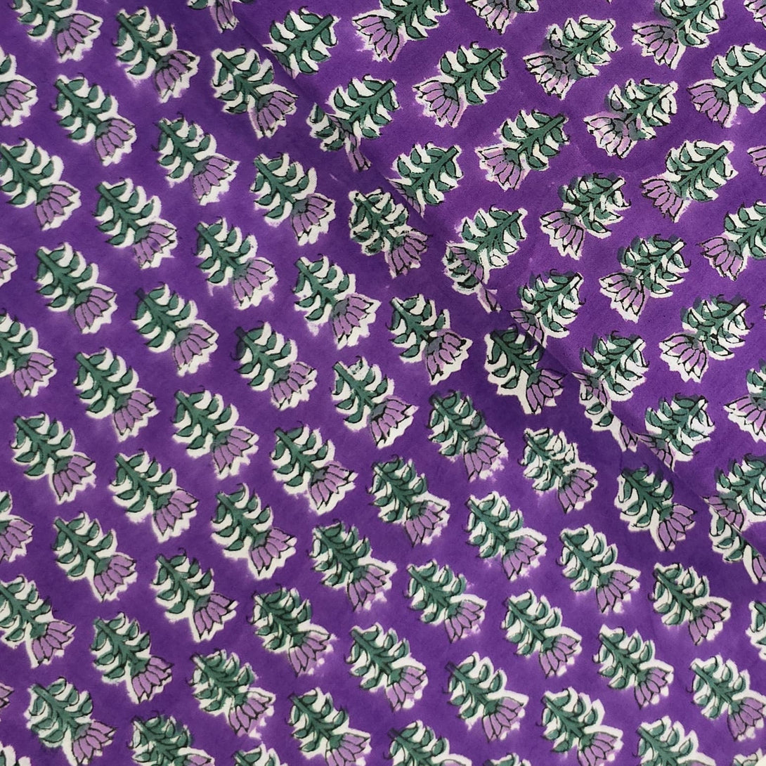 Pure Cotton Jaipuri Purple Small Flower Motif Hand Block Print Fabric ...
