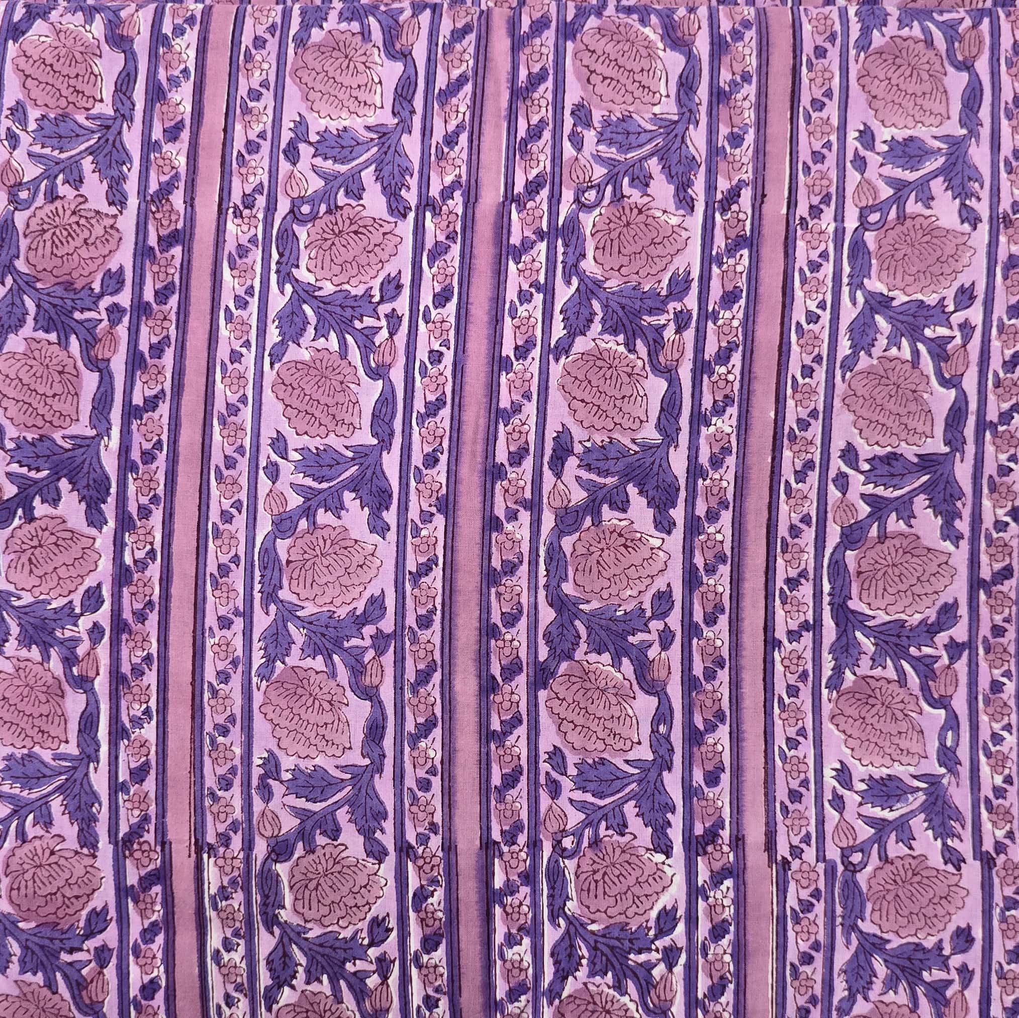 Pure Cotton Jaipuri Purple With Border Hand Block Print Fabric – Sanskruti