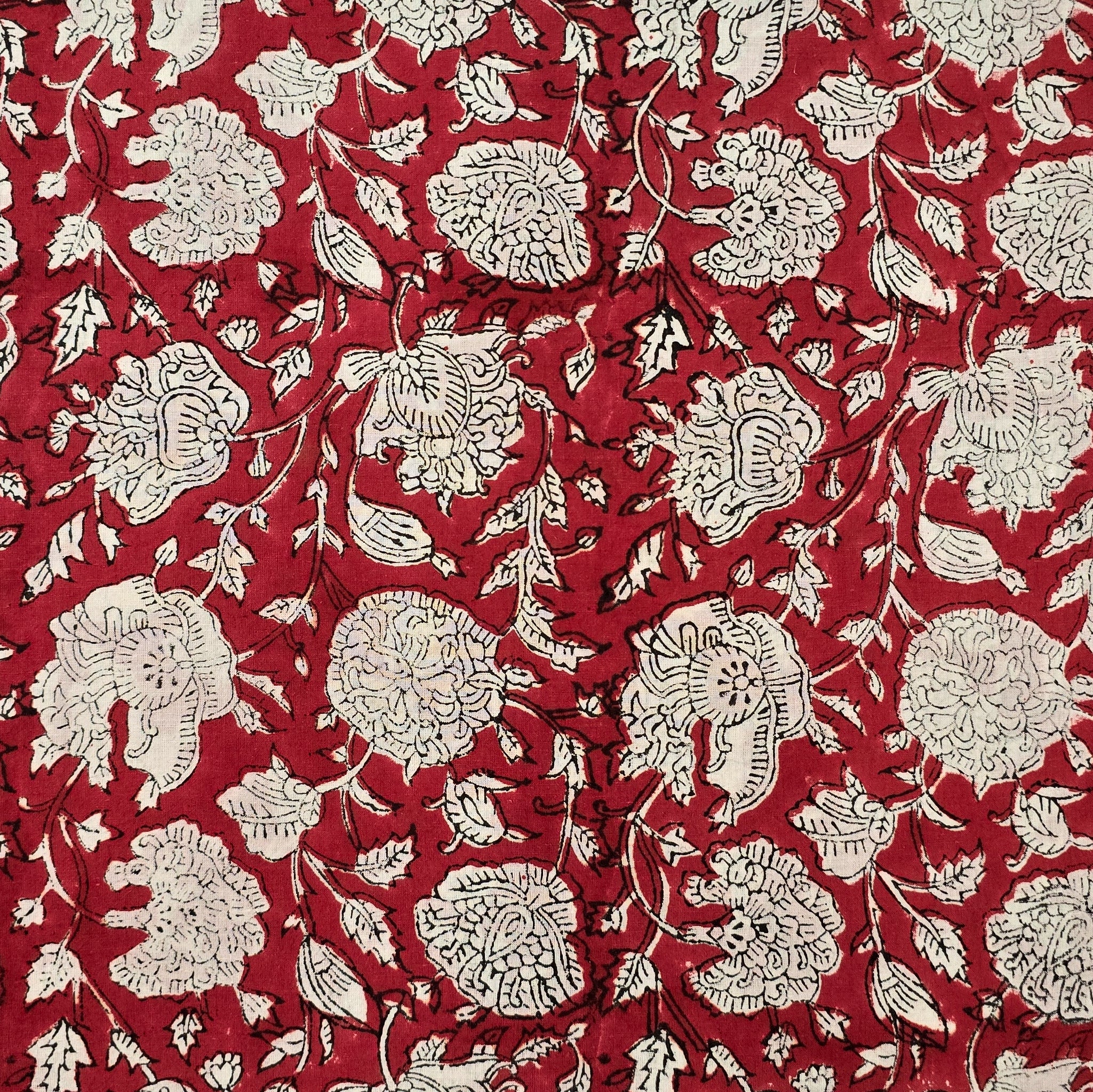 Pure Cotton Jaipuri Red With White Jungle Flower Jaal Hand Block Print ...
