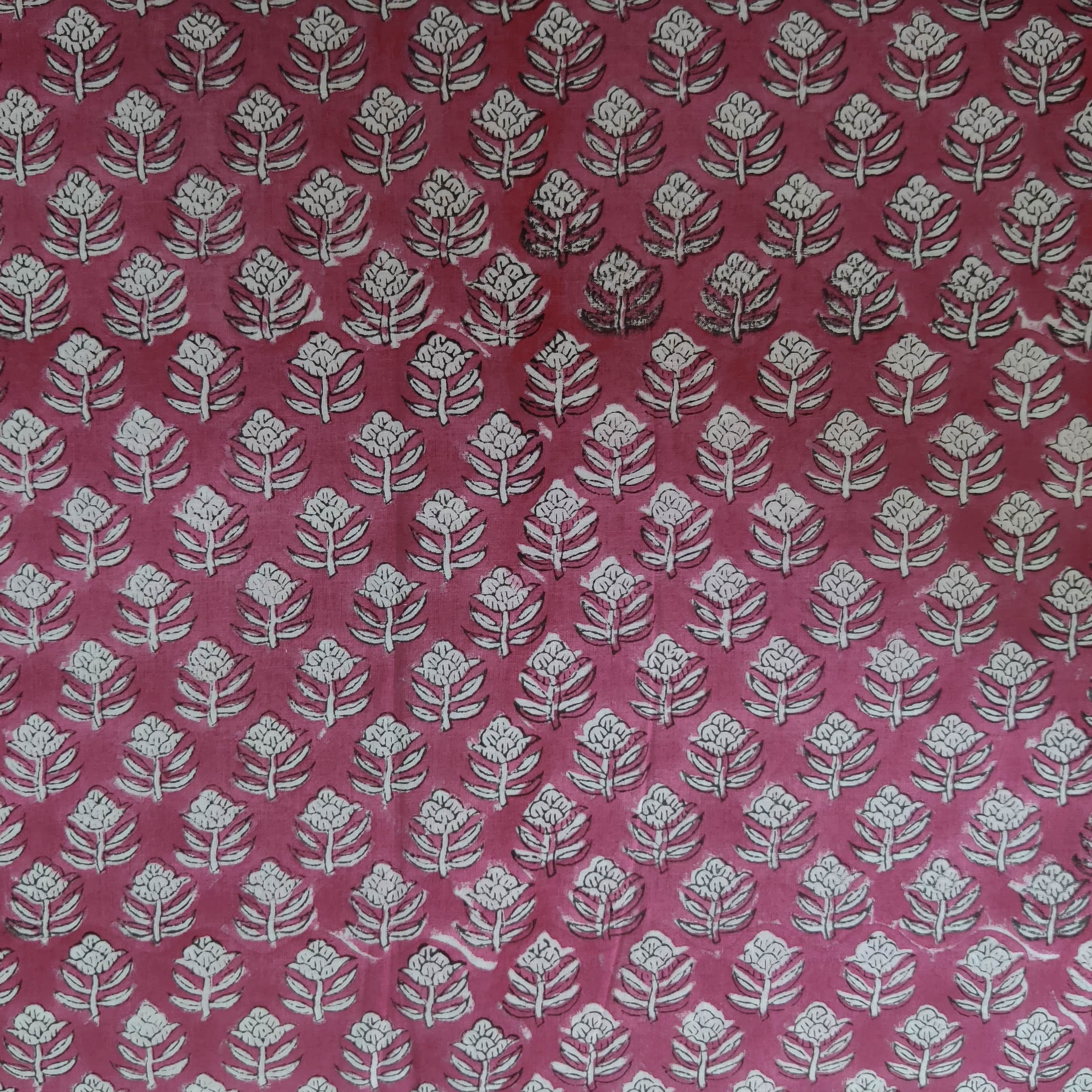 ( Pre-Cut 1.50 Meter ) Pure Cotton Jaipuri White With Pink Jaali Hand ...