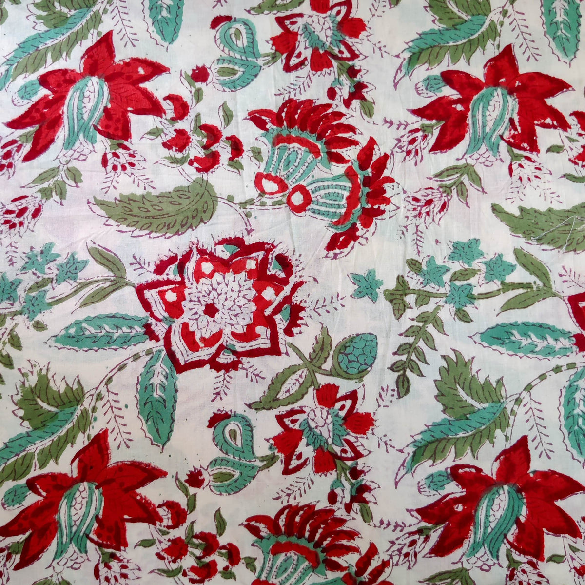 Pure Cotton Dabu Light Orange With Cream Grass Creeper Hand Block Prin - Sanskruti