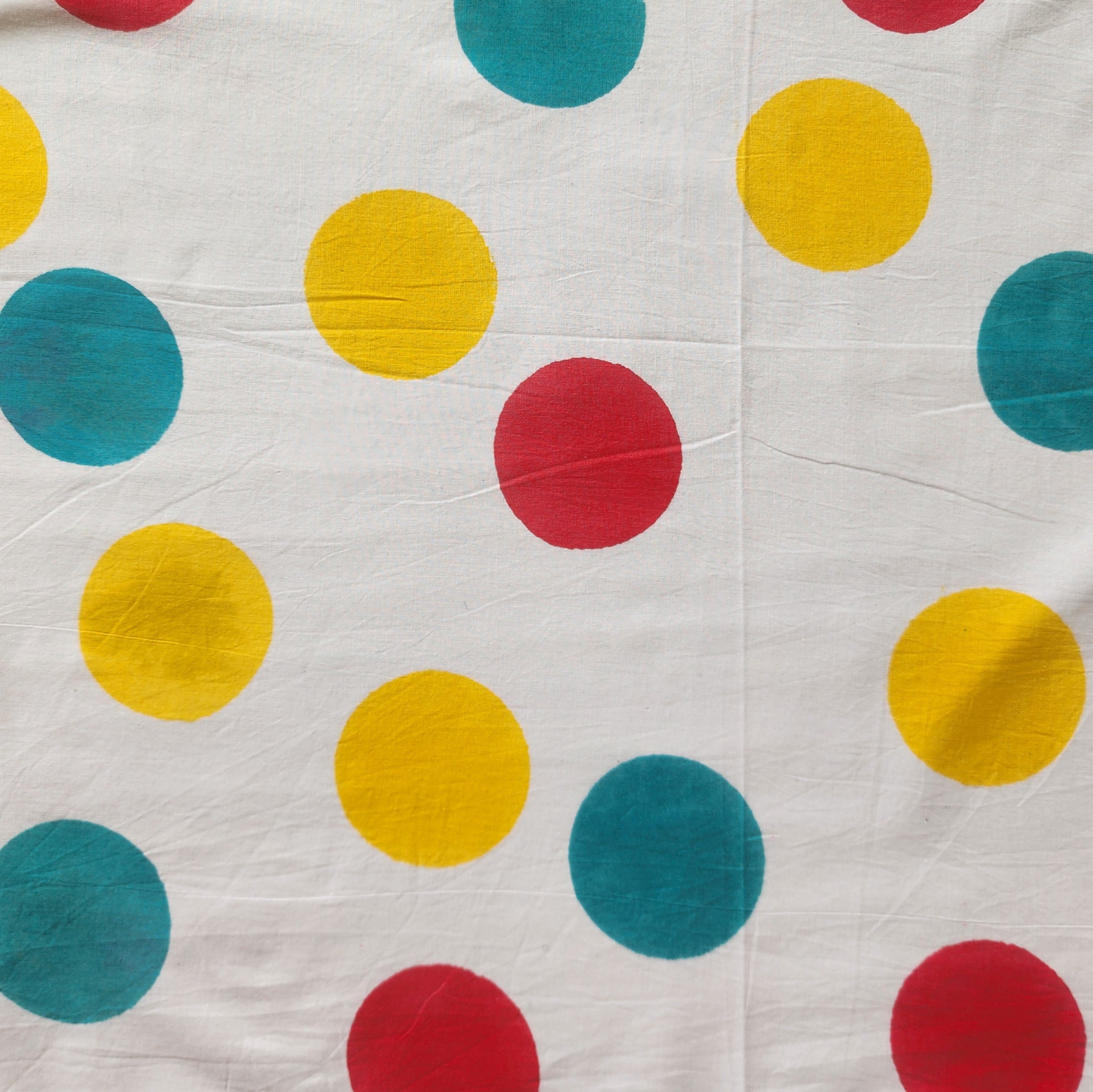 (PRE-CUT 1.80 METER) Pure Cotton Jaipuri White With Yellow Pink And Gr ...