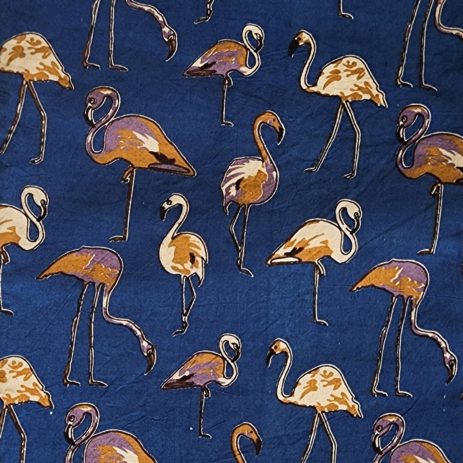 Pure Cotton Kalamkari Blue With flamingo Hand Block Print Fabric ...