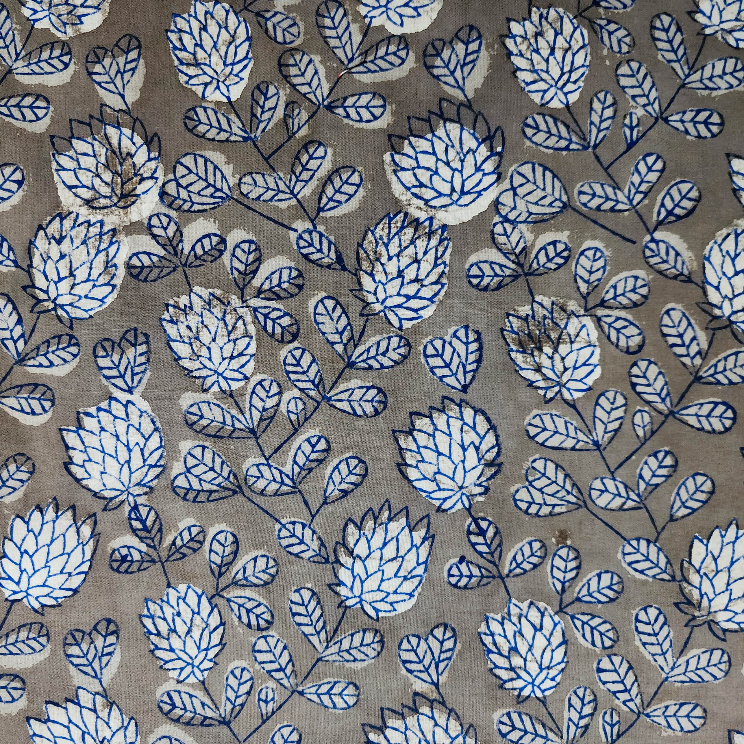 Pure Cotton Kashish Indigo Fruit Jaal Hand Block Print Fabric – Sanskruti