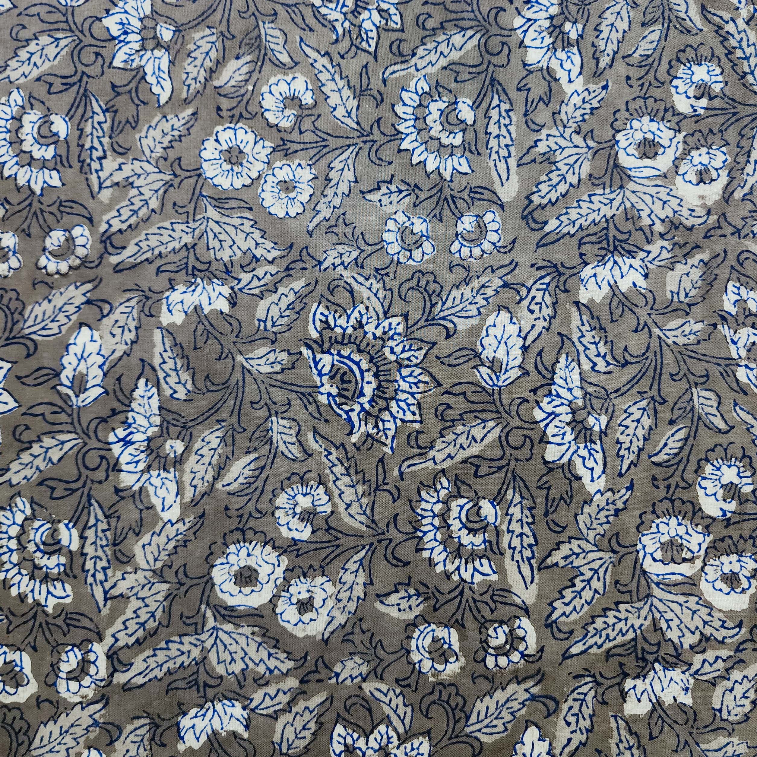 Pure Cotton Kashish Indigo Jungle Fruit Hand Block Print Fabric – Sanskruti