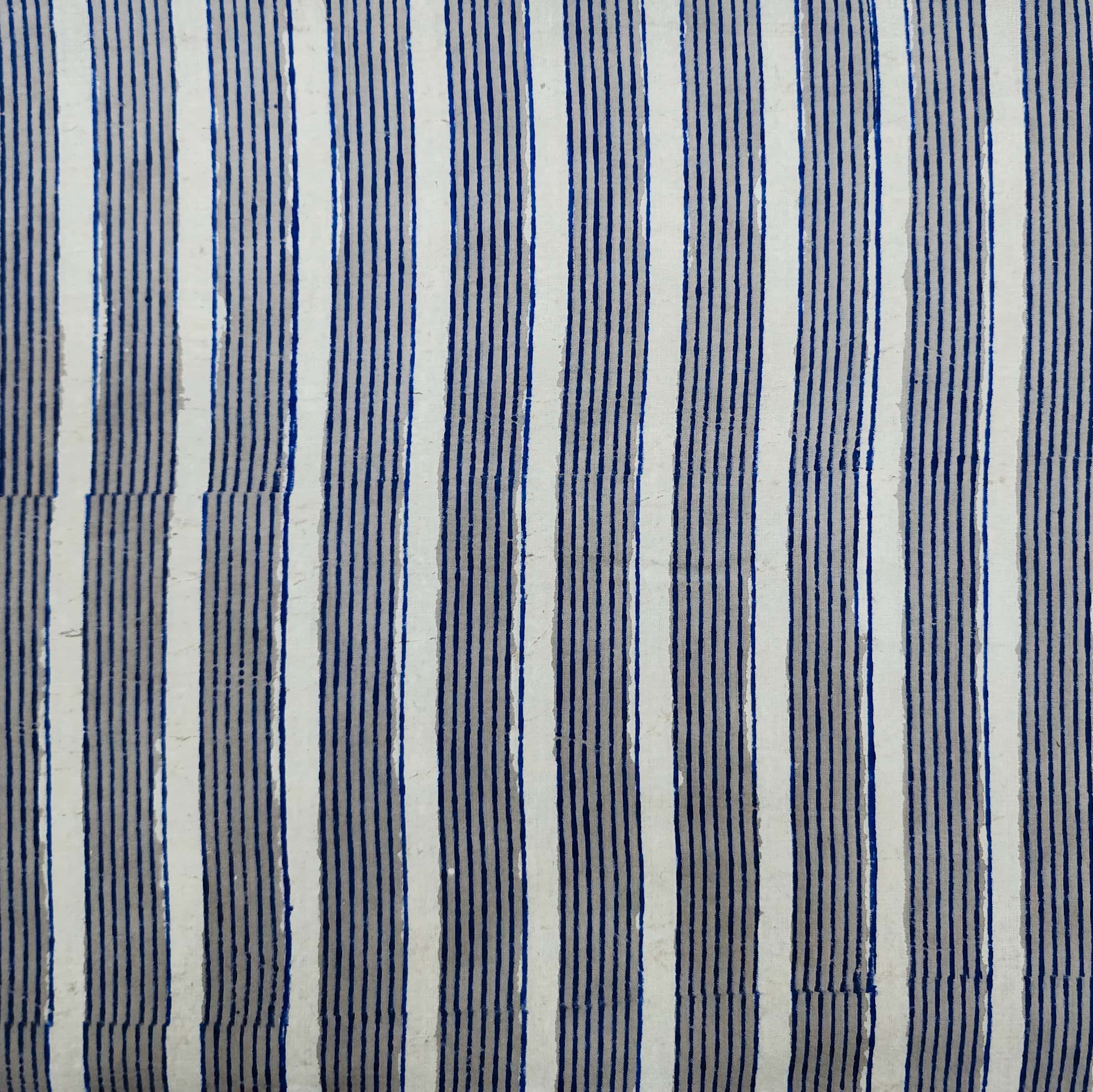 ( Pre-Cut 1.65 Meter ) Pure Cotton Kashish Indigo Stripes Hand Block P ...