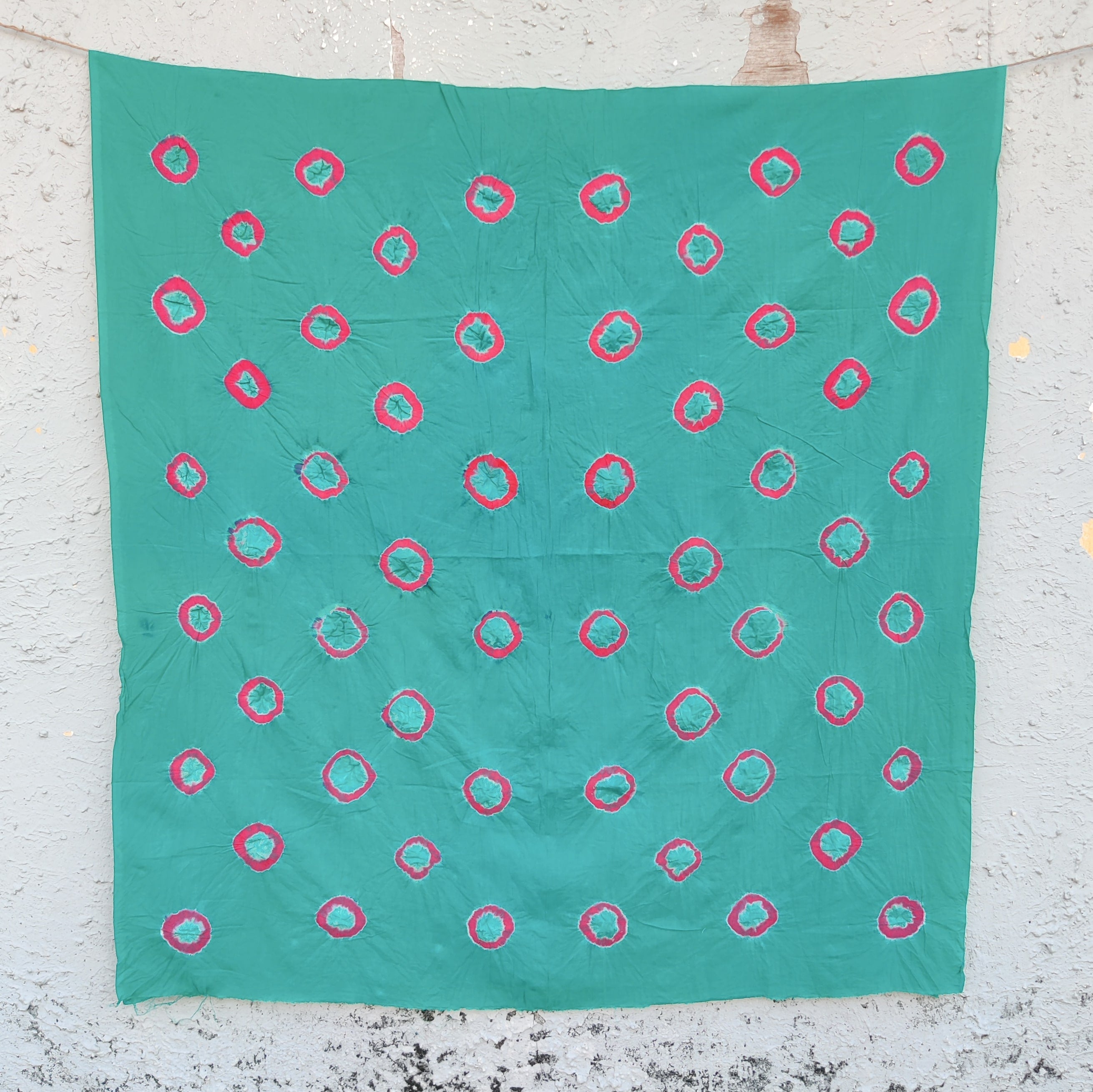 ( Precut 2.50 Meter ) Pure Cotton Leno Bandani Teal Blue With Pink Tie ...