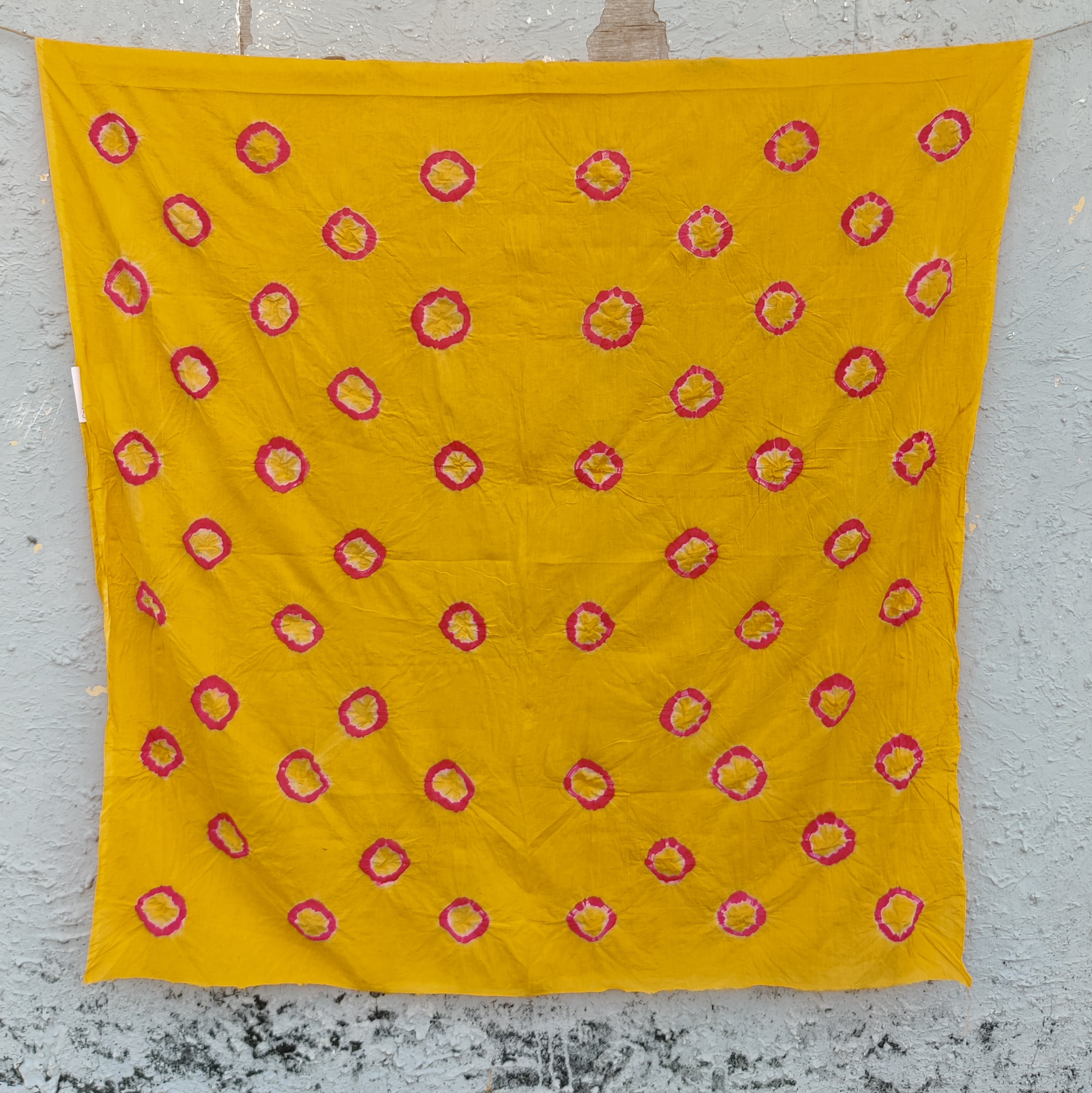 ( PreCut 2.50 Meter ) Pure Cotton Leno Bandani Yellow With Pink Tie An ...